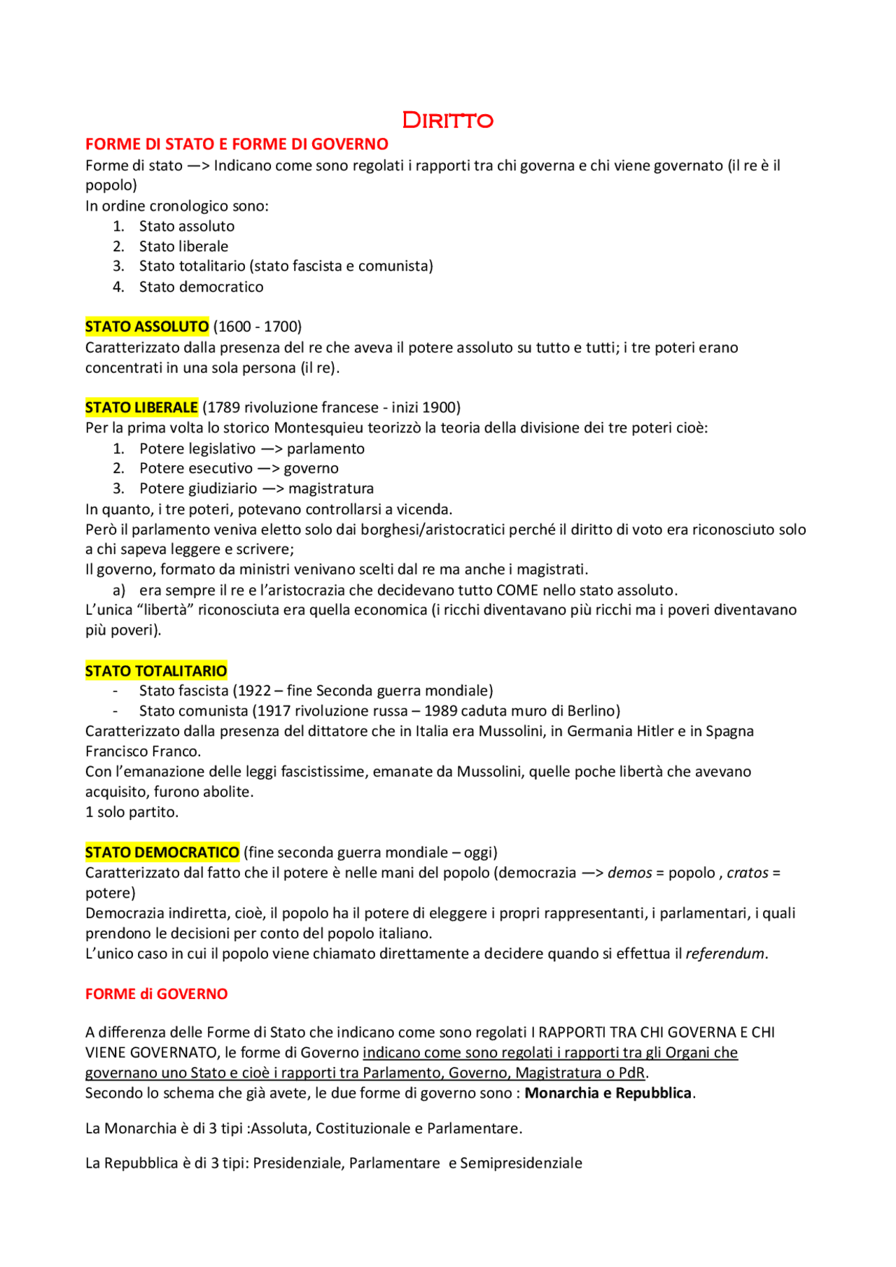 Appunti Quinta Superiore Diritto Docsity