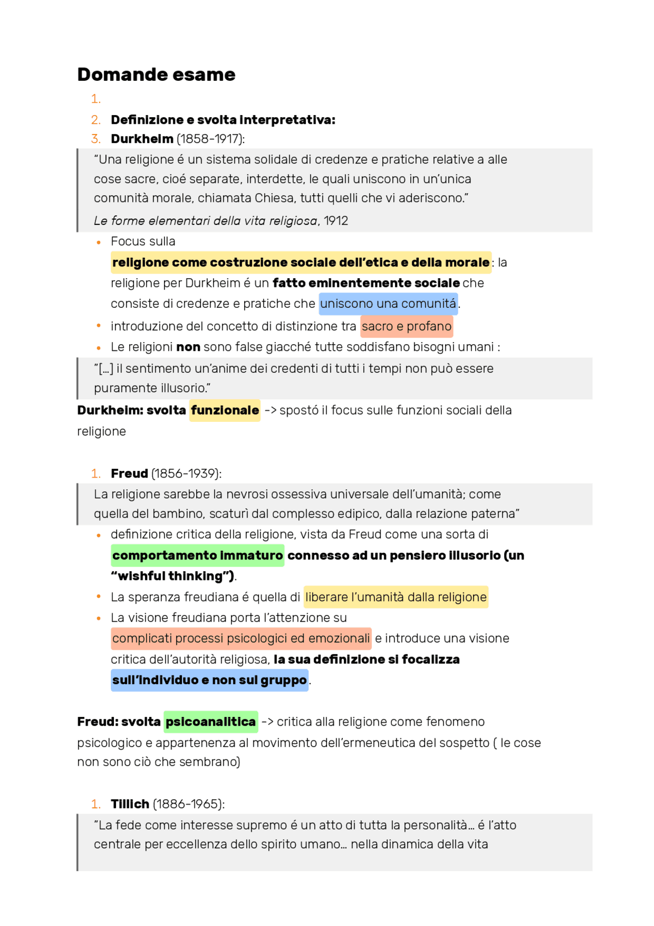 Domande Esame Storia Delle Religioni Docsity