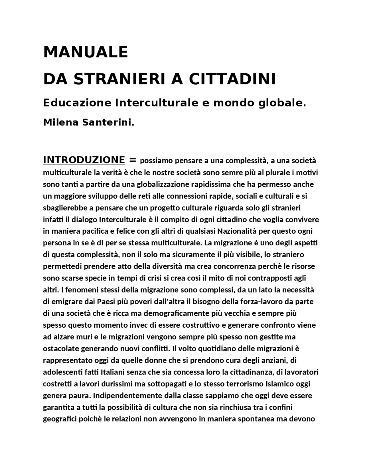 Pedagogia Interculturale Santerini Docsity