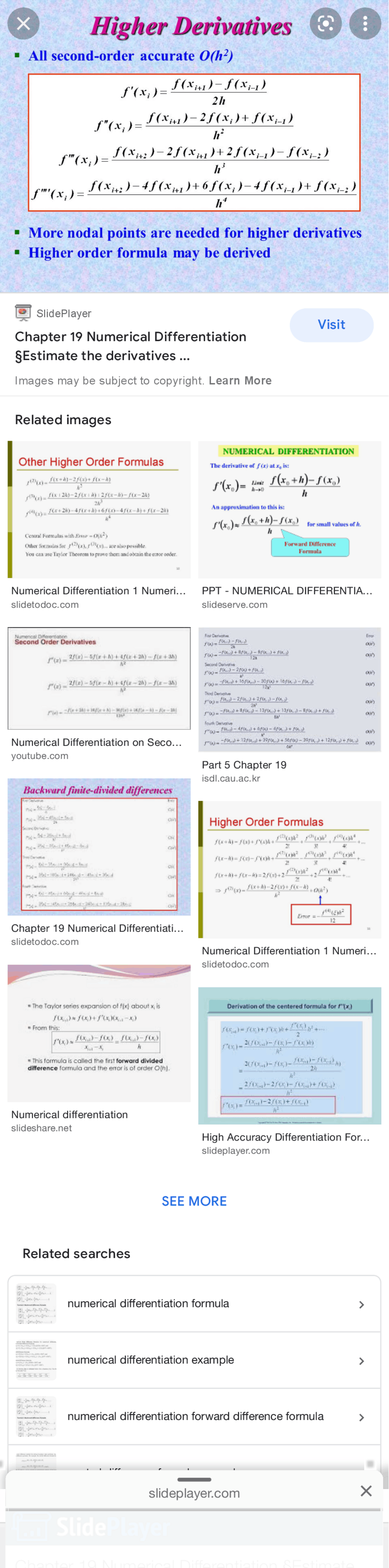 Higher Order Derivatives Using Differencing Docsity