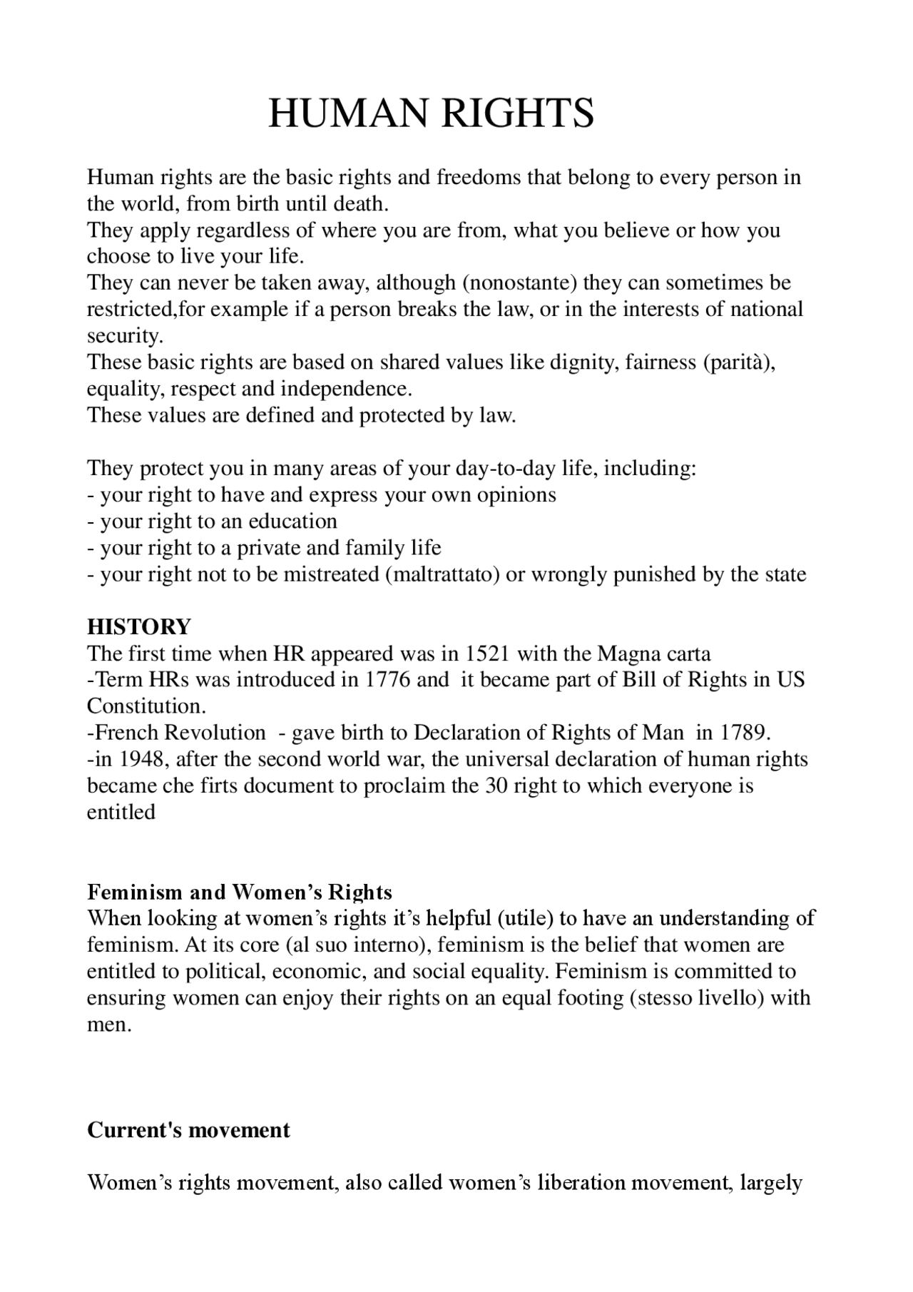 Human Rights Docsity