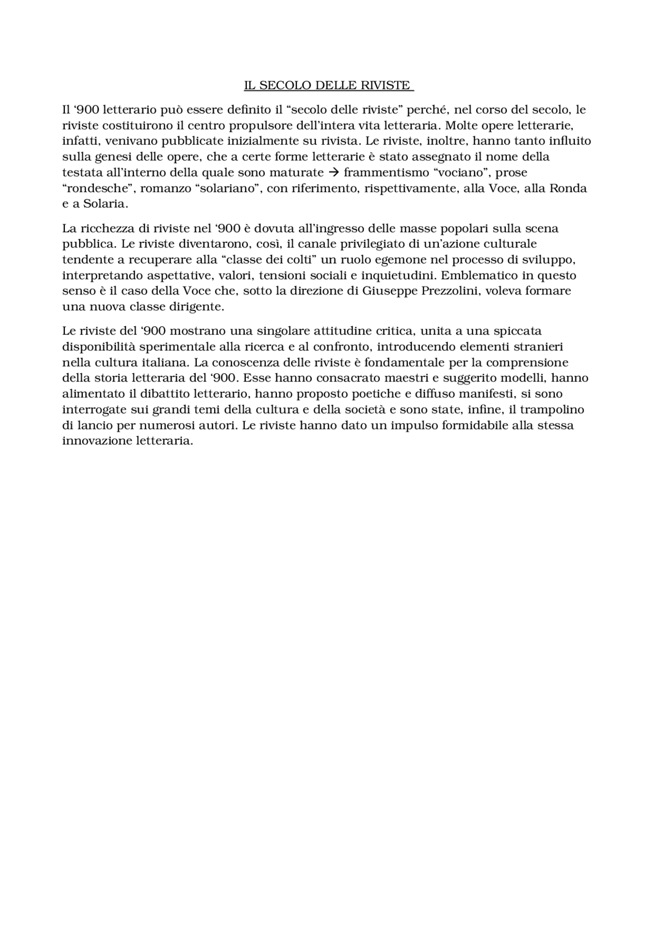 Il Secolo Delle Riviste Docsity