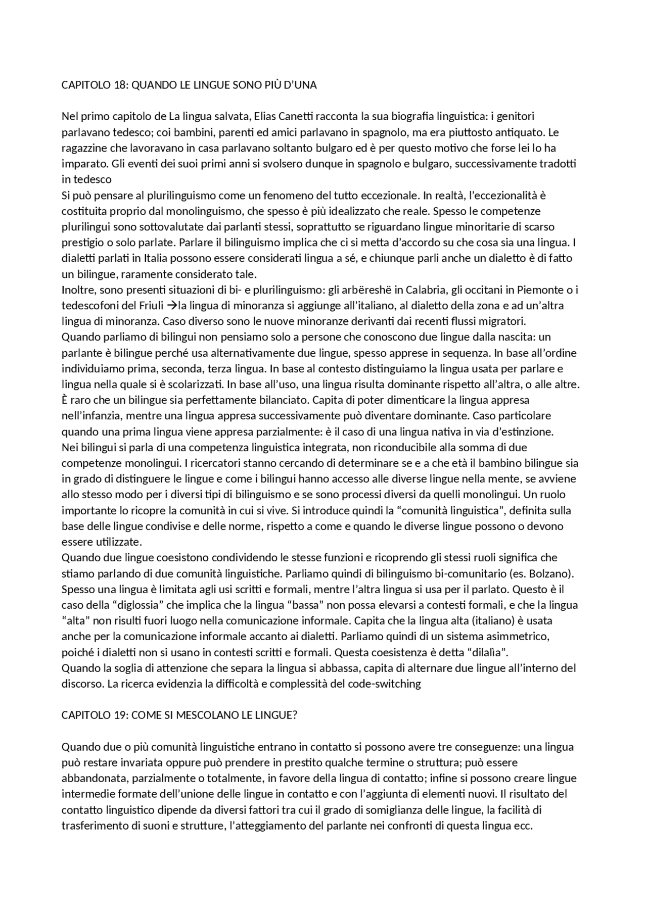 Riassunti Libro Di Approfondimento Linguistica Docsity