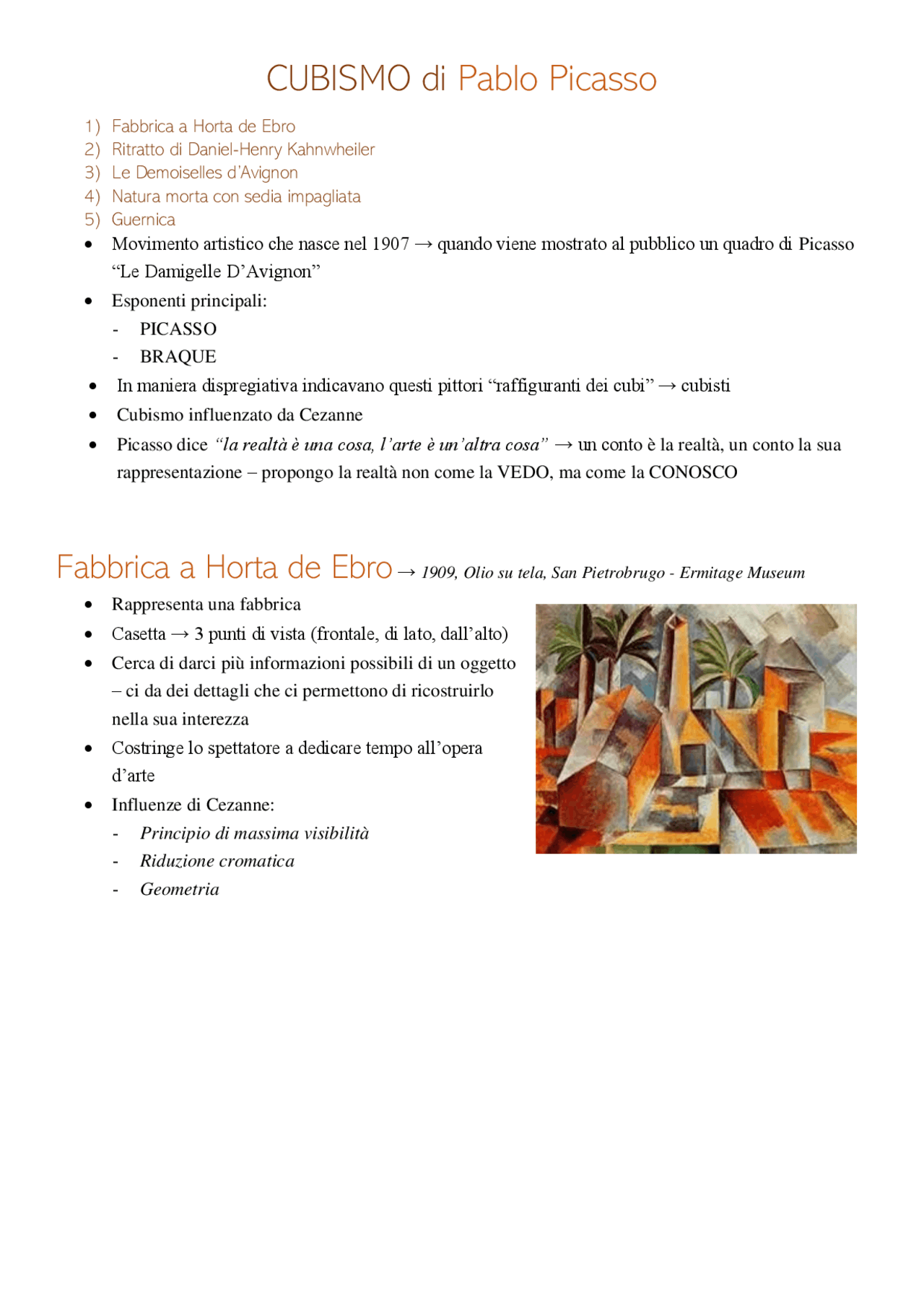 Pablo Picasso Opere Docsity