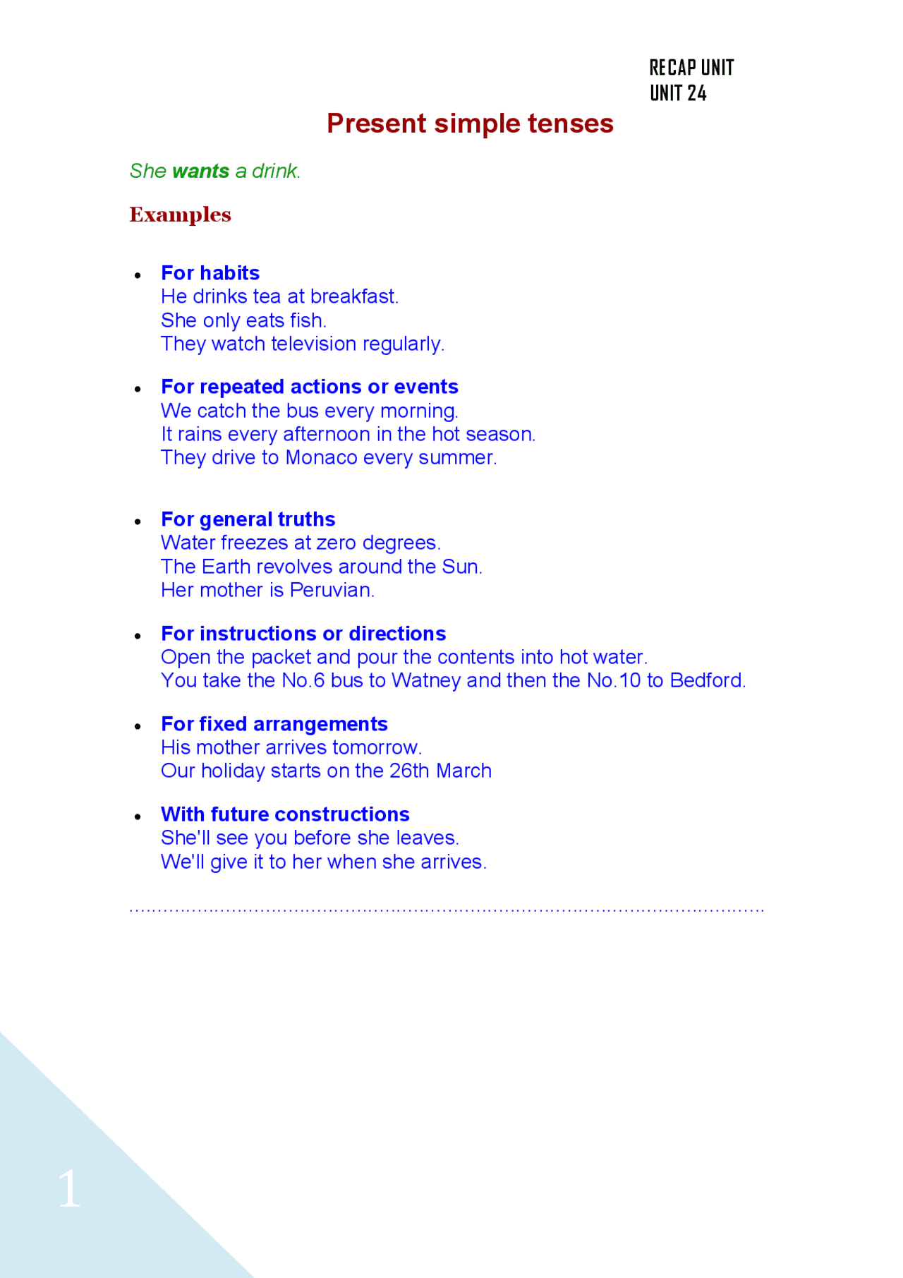 Present simple tenses - Docsity