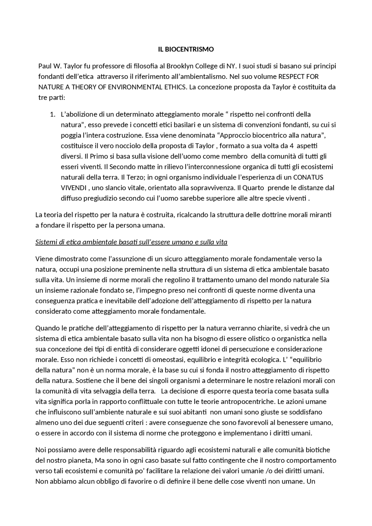 Riassunto Del Materiale Consegnato Dal Professore Docsity