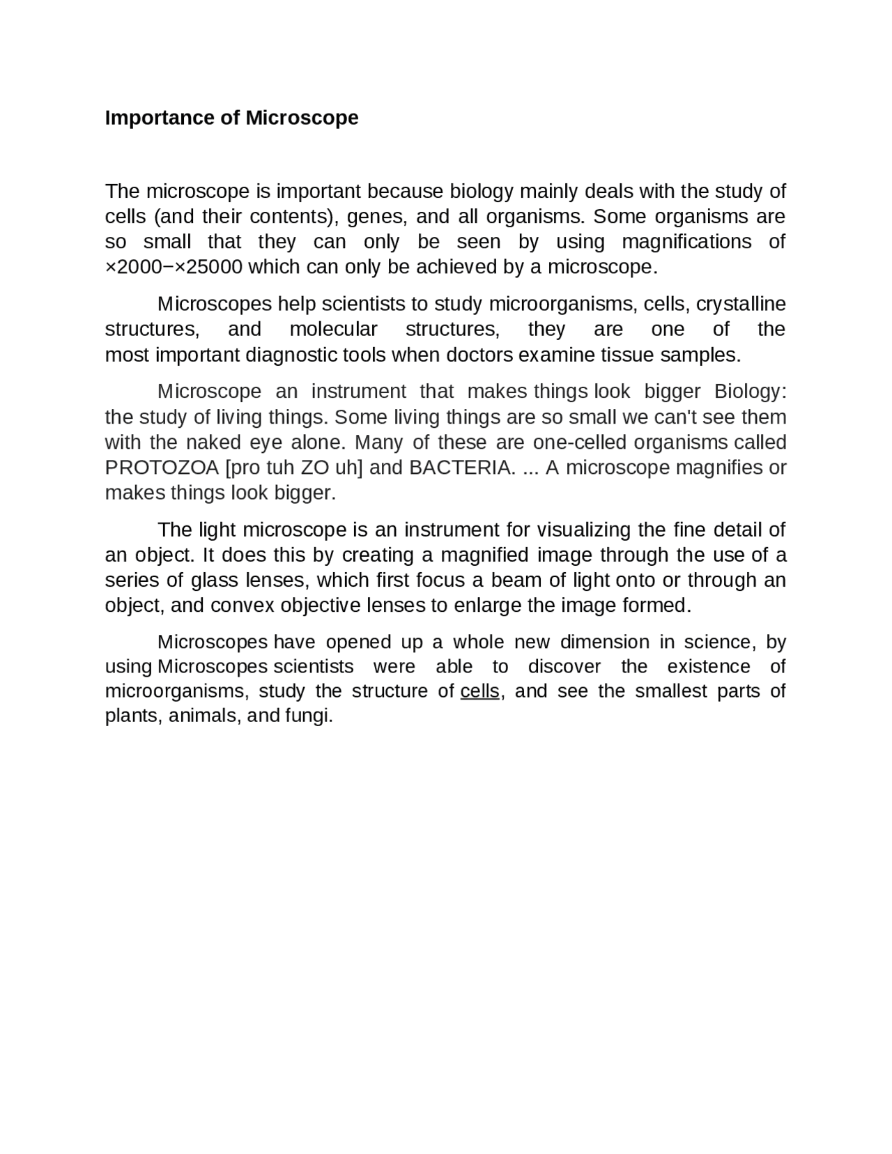 Importance Of Microscope Docsity