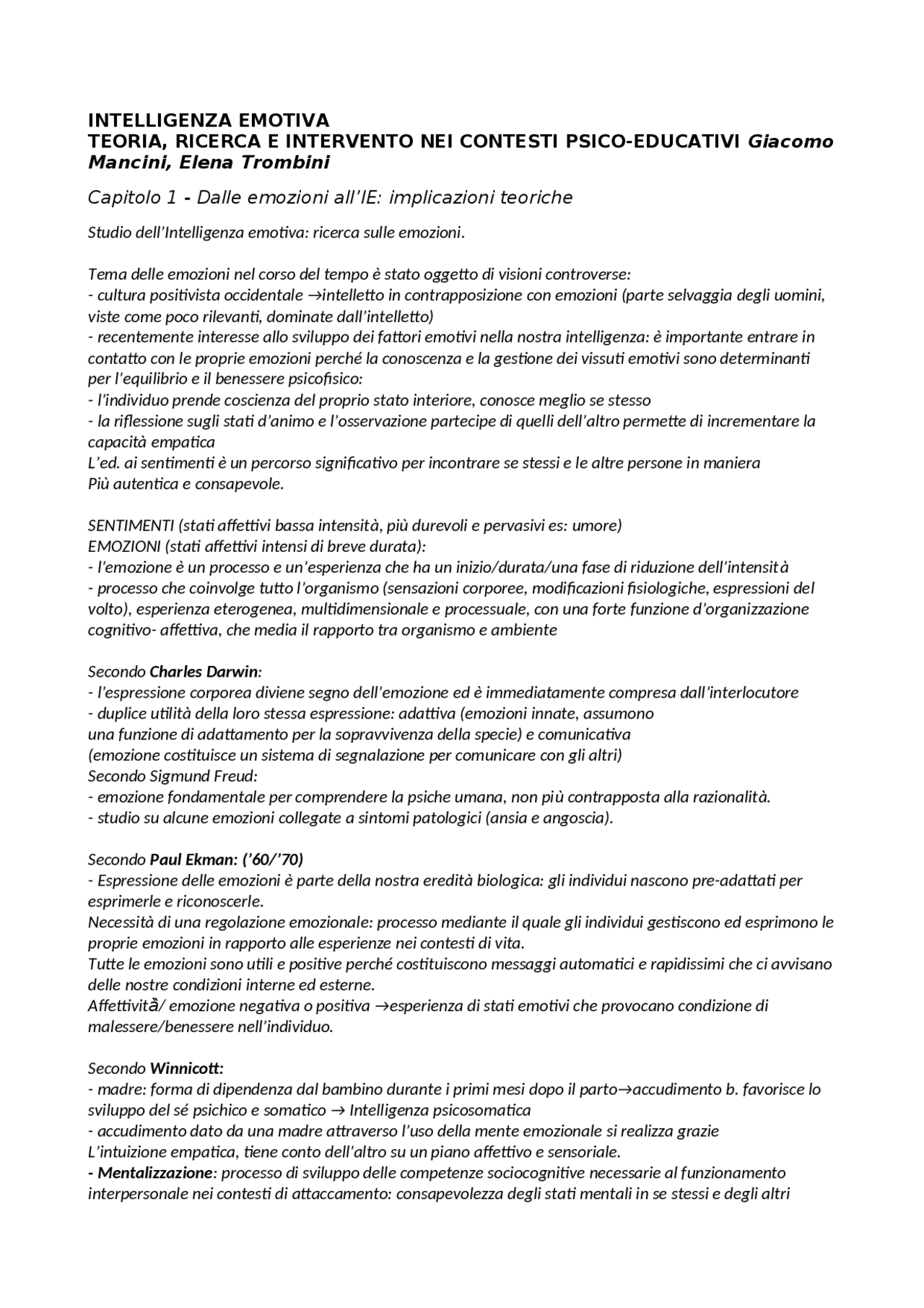 Riassunto Psicopatologia Docsity