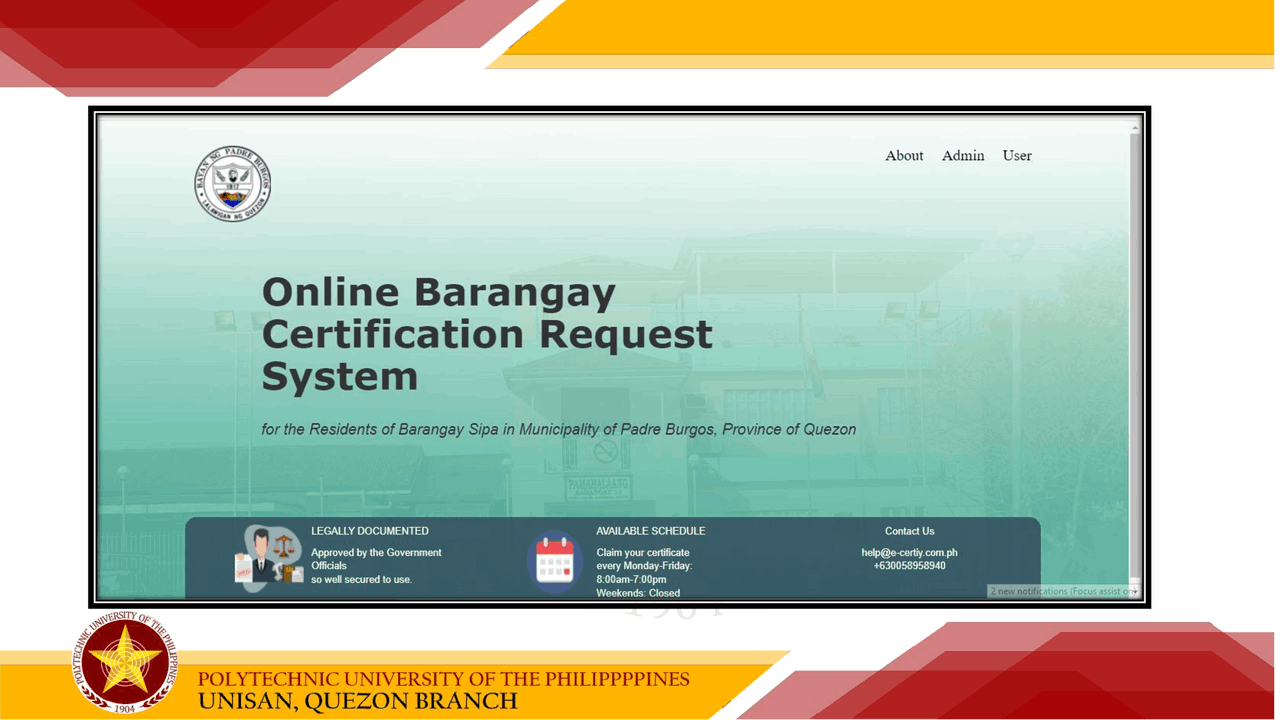 Barangay Certification System Proposal | Sintesi del corso Web Design ...
