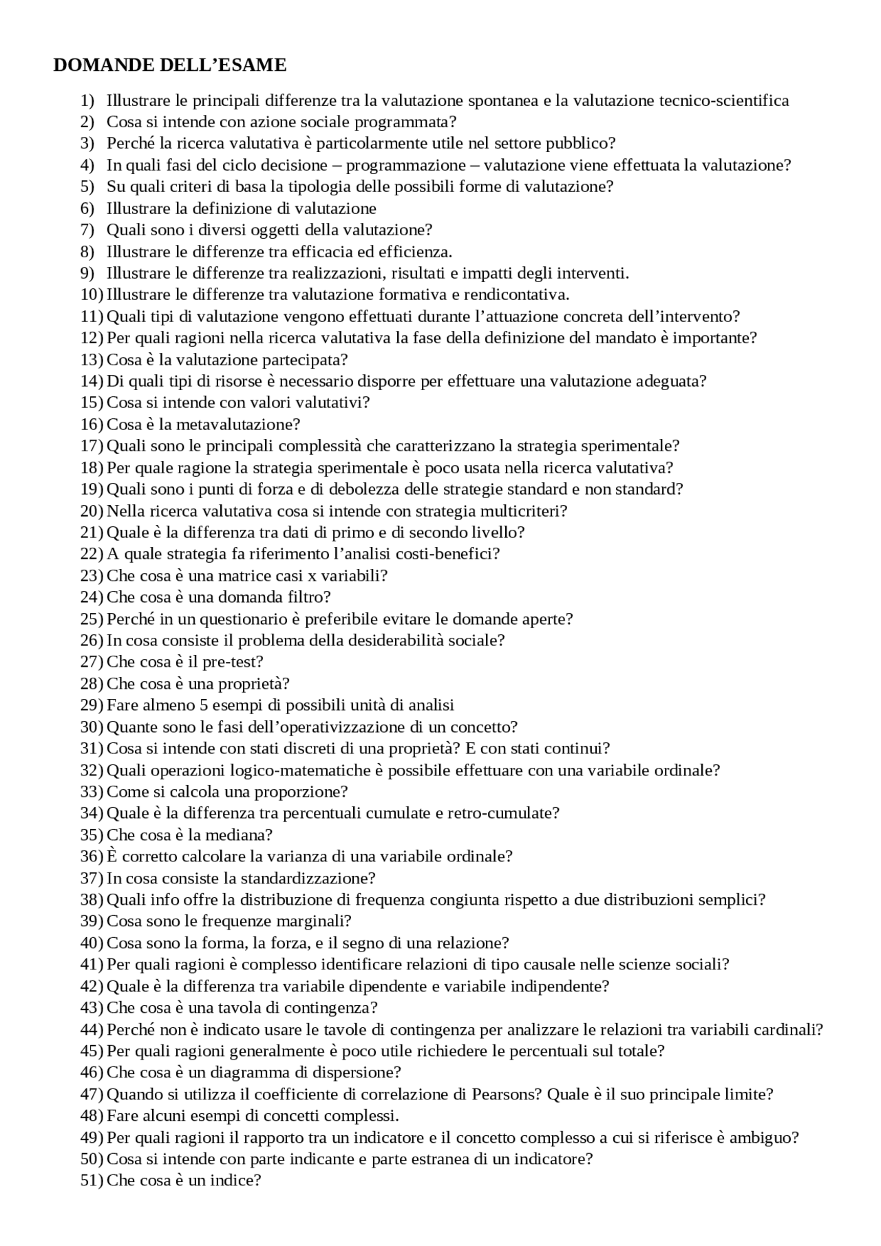 Domande Esame Fonti E Metodi Prove Desame Di Metodi E Tecniche Del