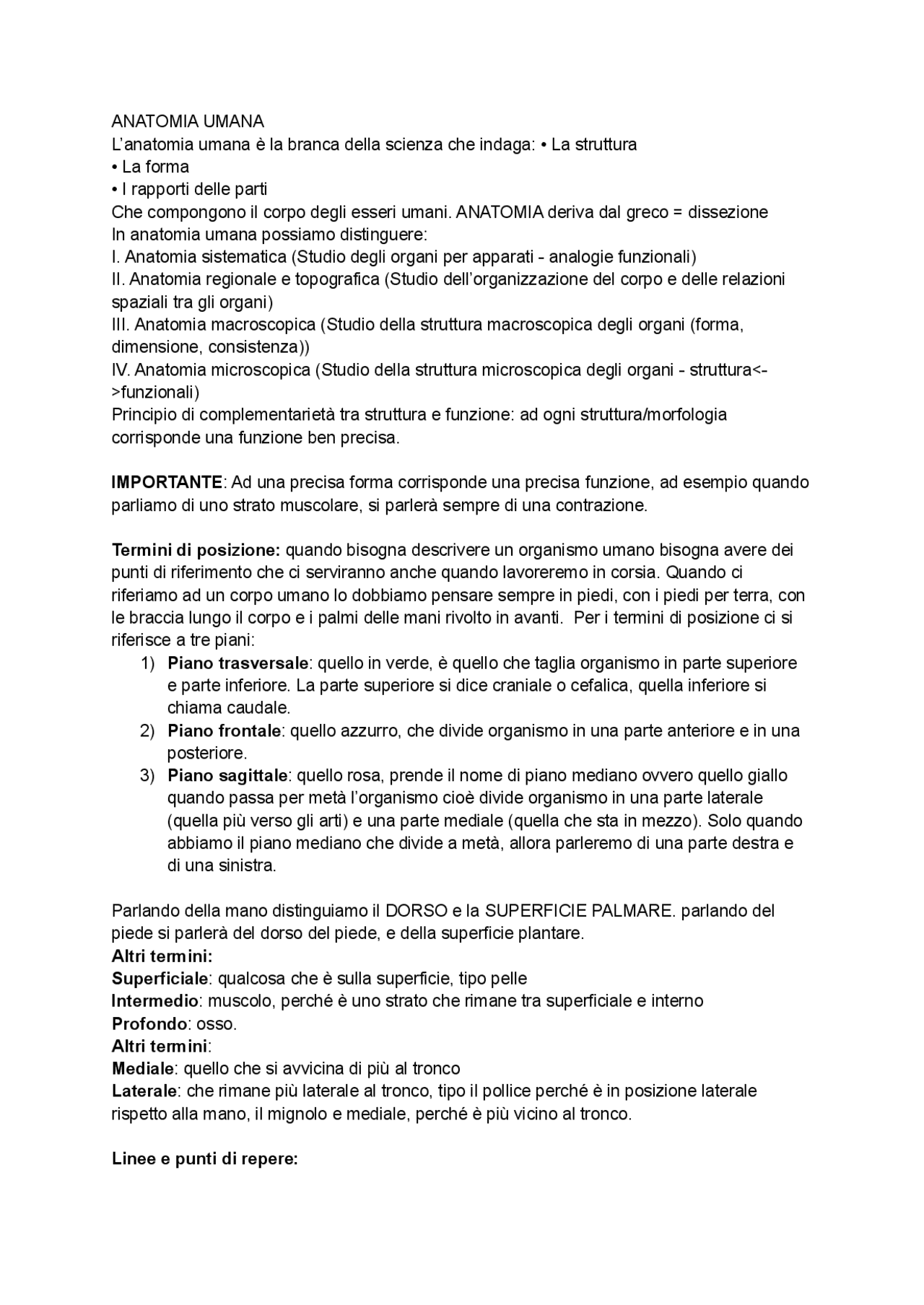 Anatomia 1 Anni Infermieristica Docsity