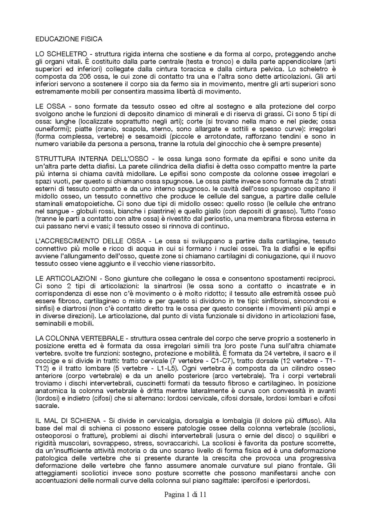 Appunti MaturitÀ Educazione Fisica Docsity