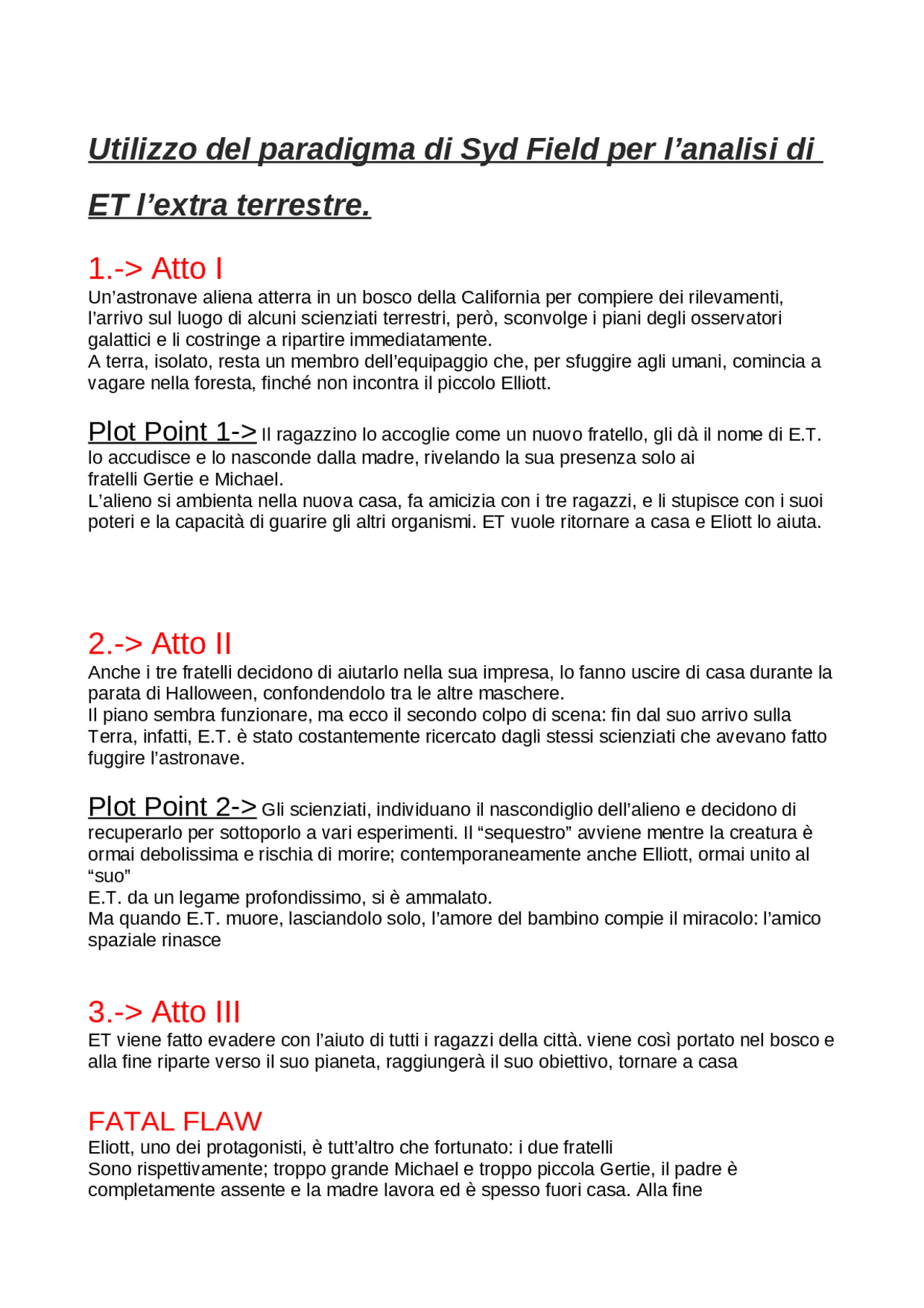 Paradigma di Syd Field | Sintesi del corso di Storia Del Cinema | Docsity