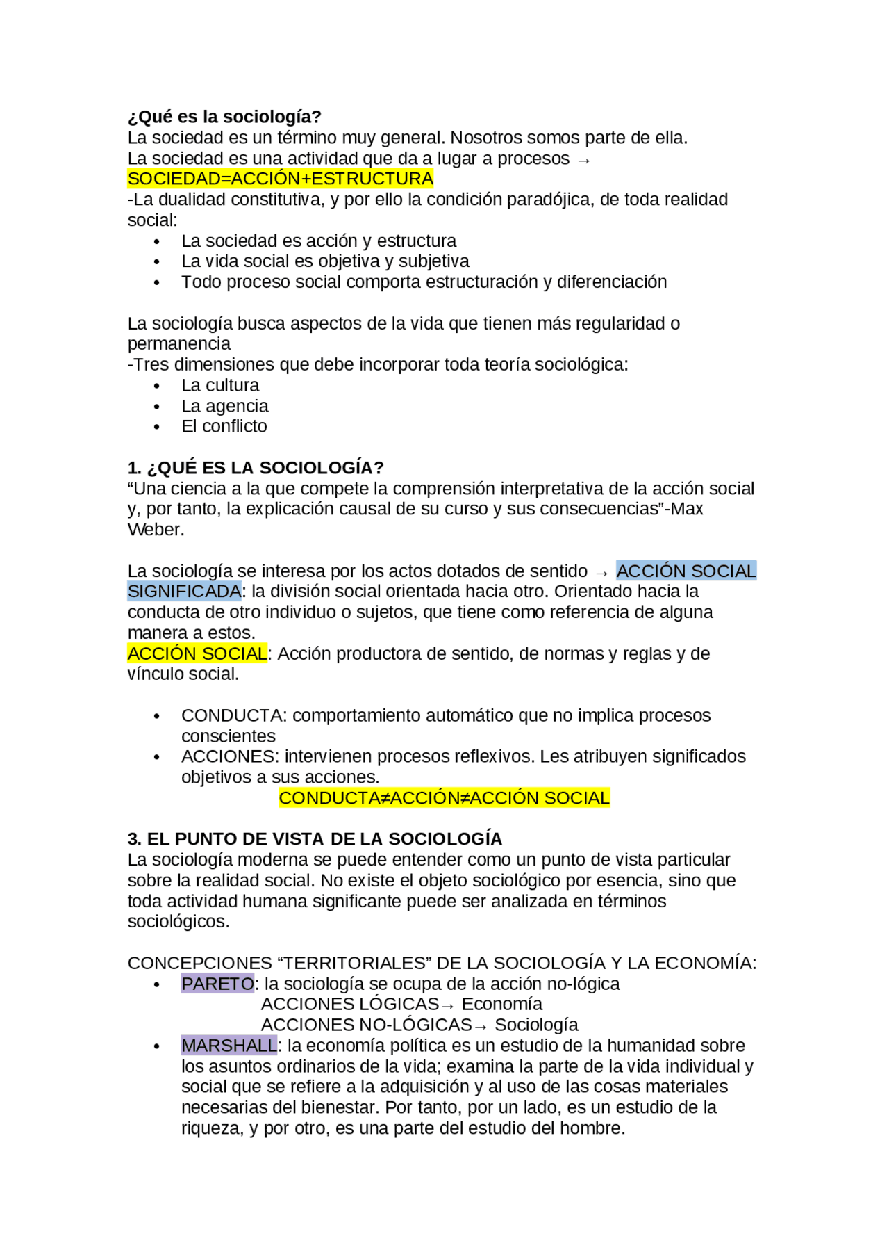 Apuntes Sociología 1r De Economía Primer Semestre Docsity