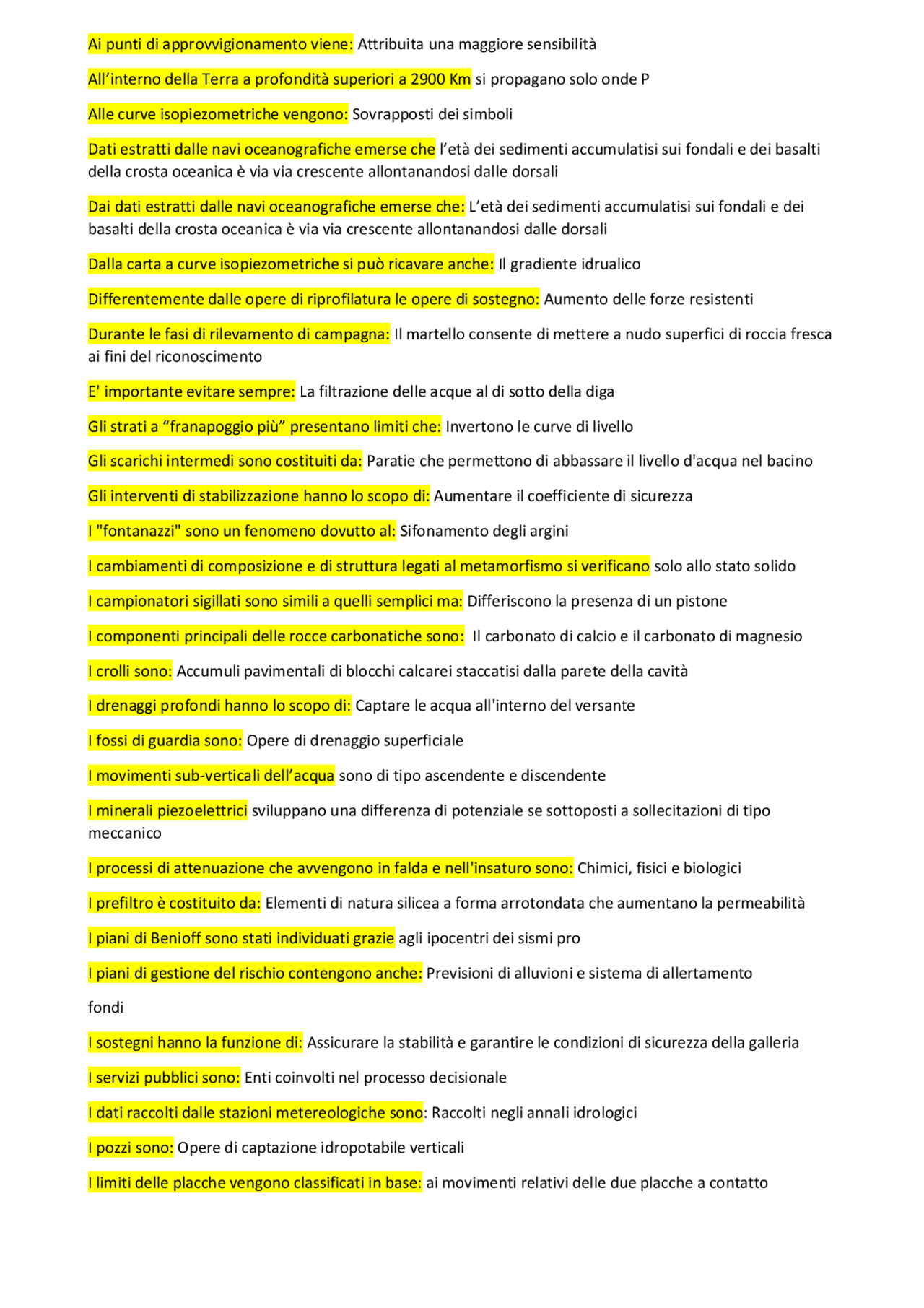 Paniere Geologia Pegaso Docsity