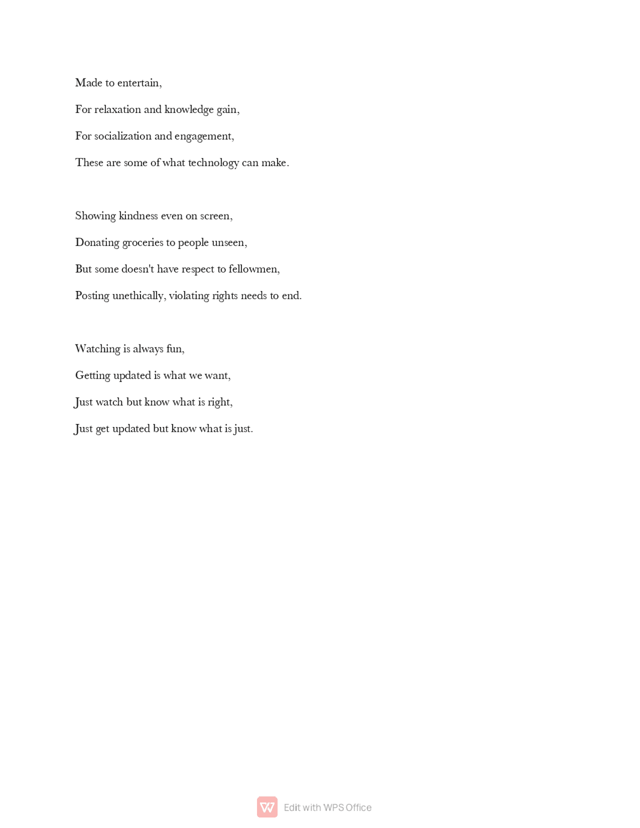 Use of technology poem - Docsity