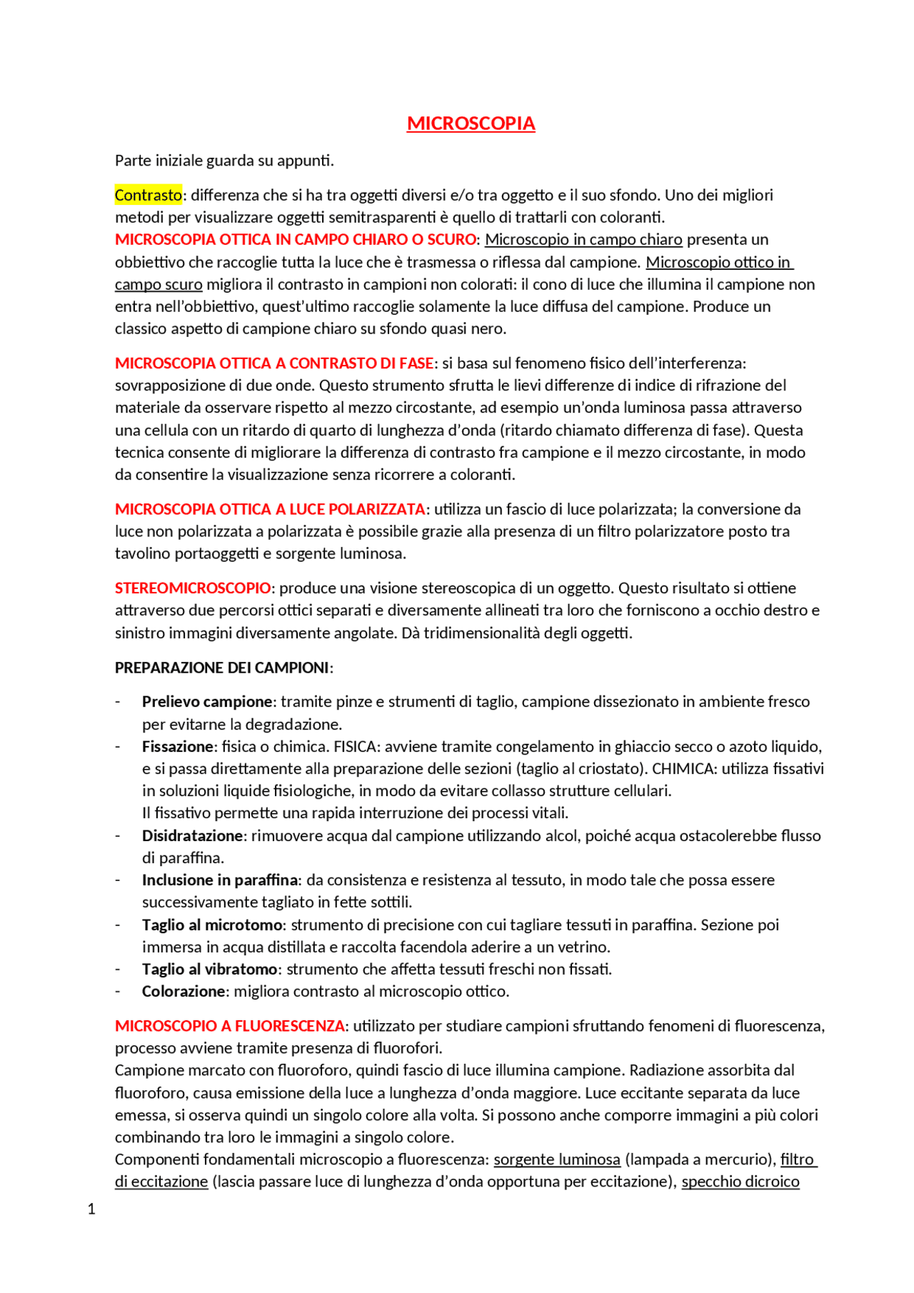 Riassunti Argomenti Laboratorio Di Biologia Docsity