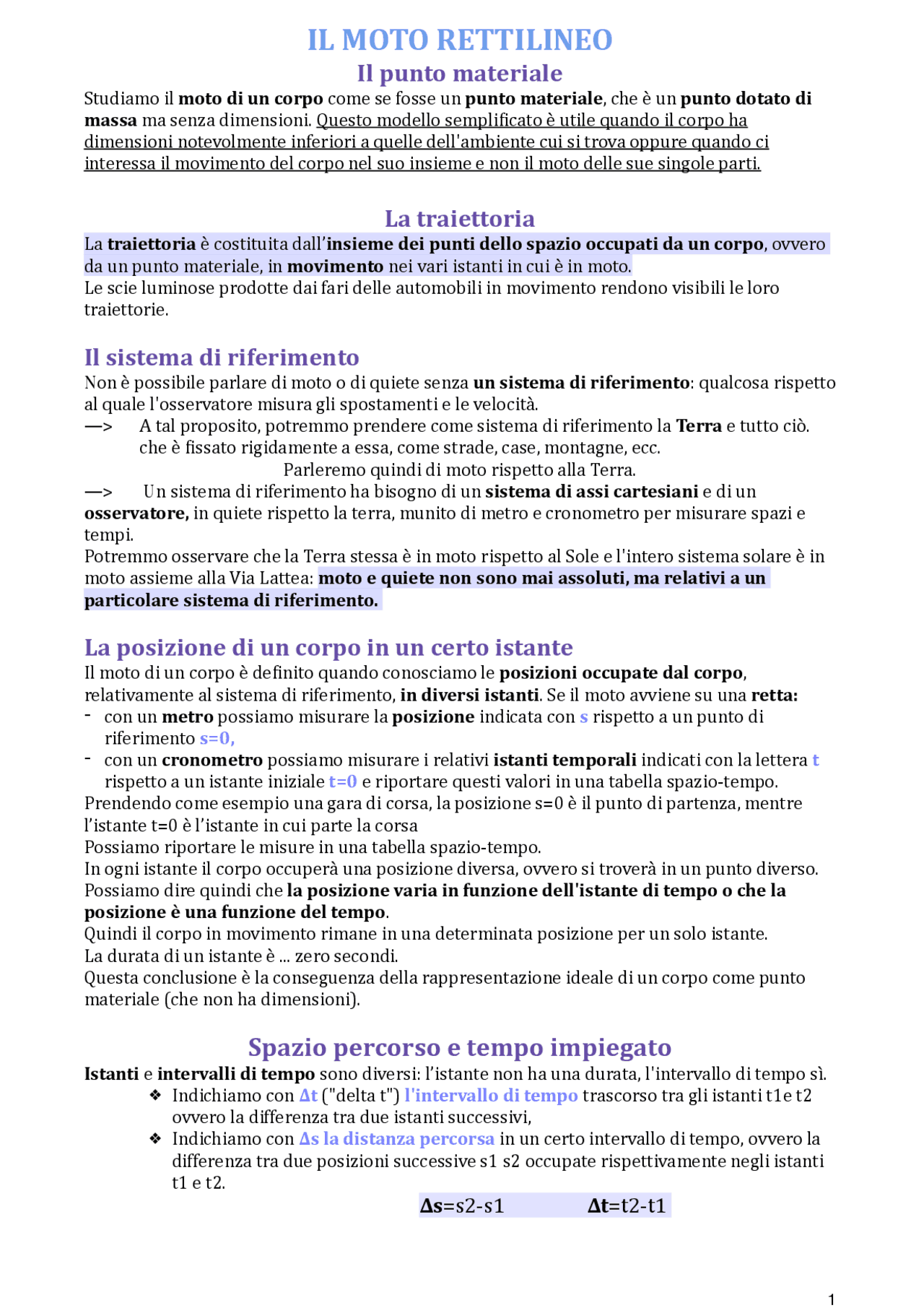 Moto Rettilineo Moto Rettilineo Uniforme E Uniformemente Accelerato