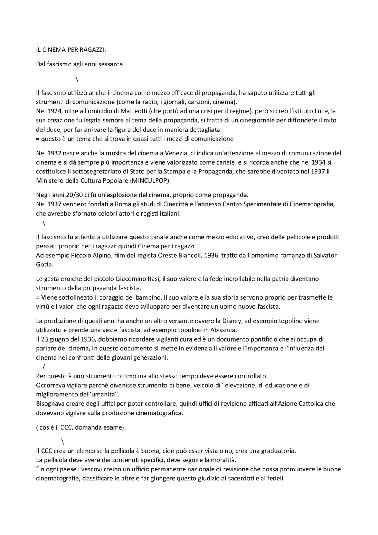 Appunti Presi A Lezione Sul Cine Per Ragazzi Docsity