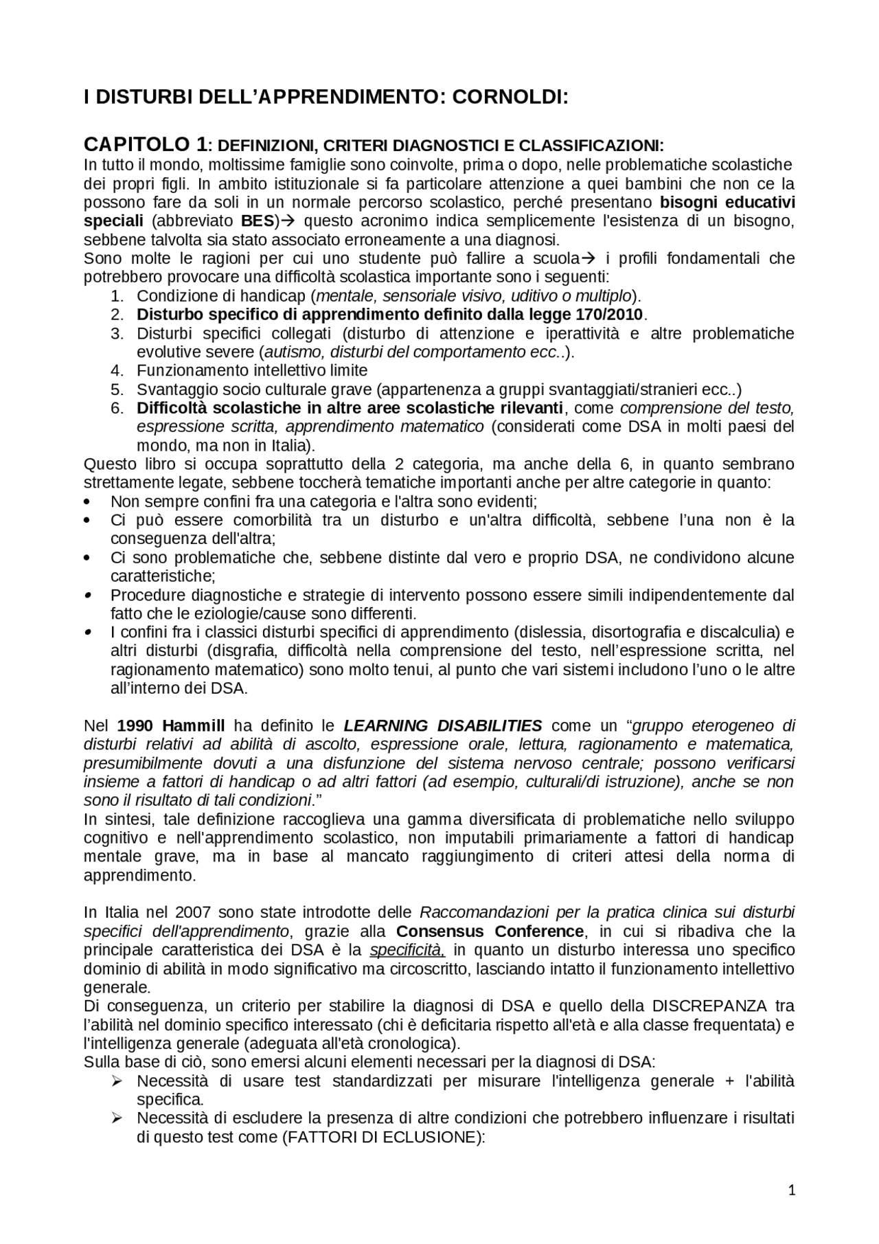 I Disturbi Dellapprendimento Cornoldi Docsity