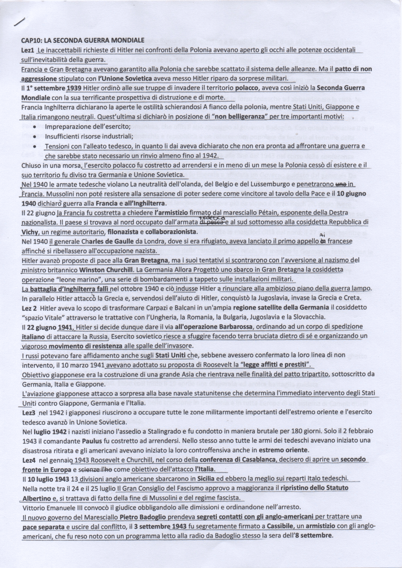 Riassunto Seconda Guerra Mondiale Docsity