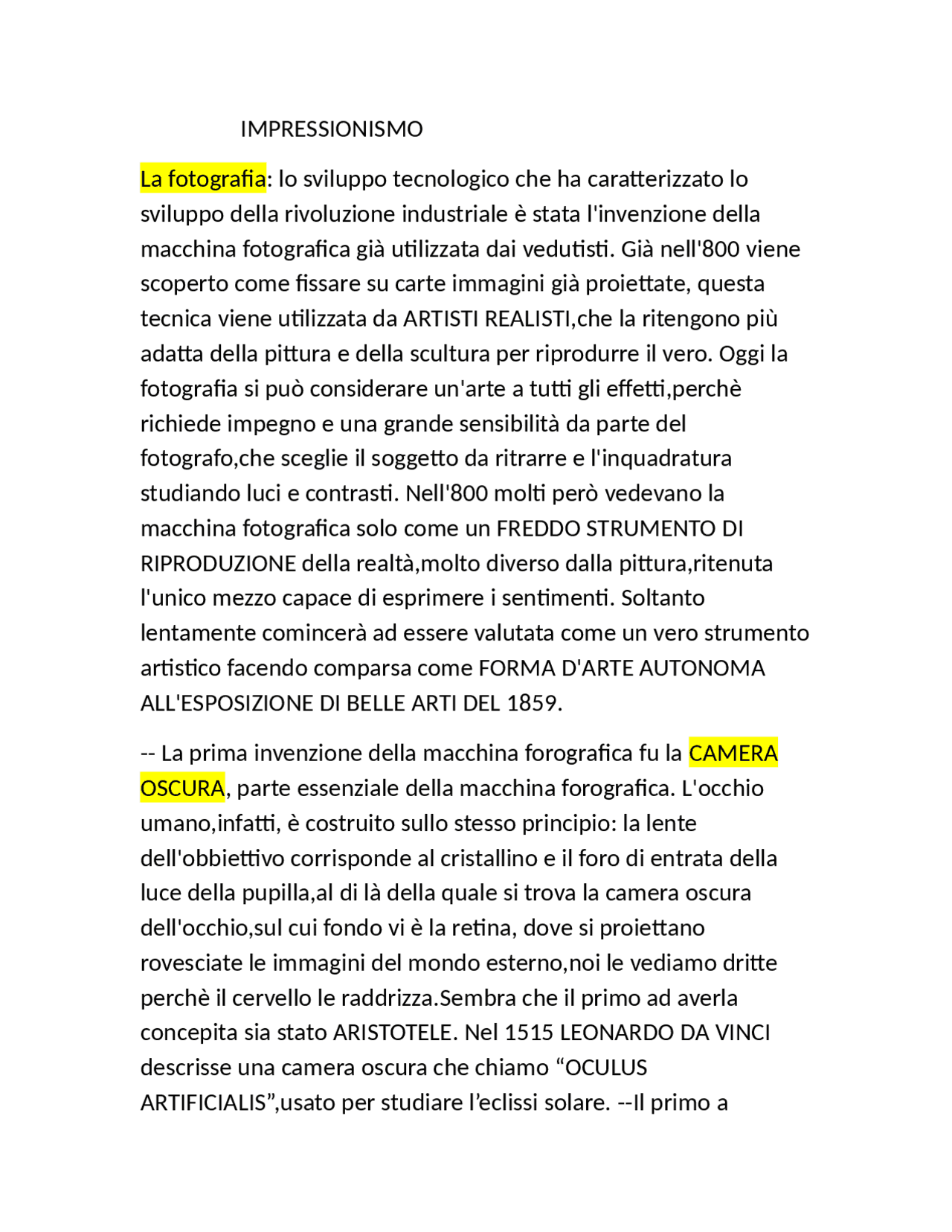 Storia Dellarte Impressionismo Docsity