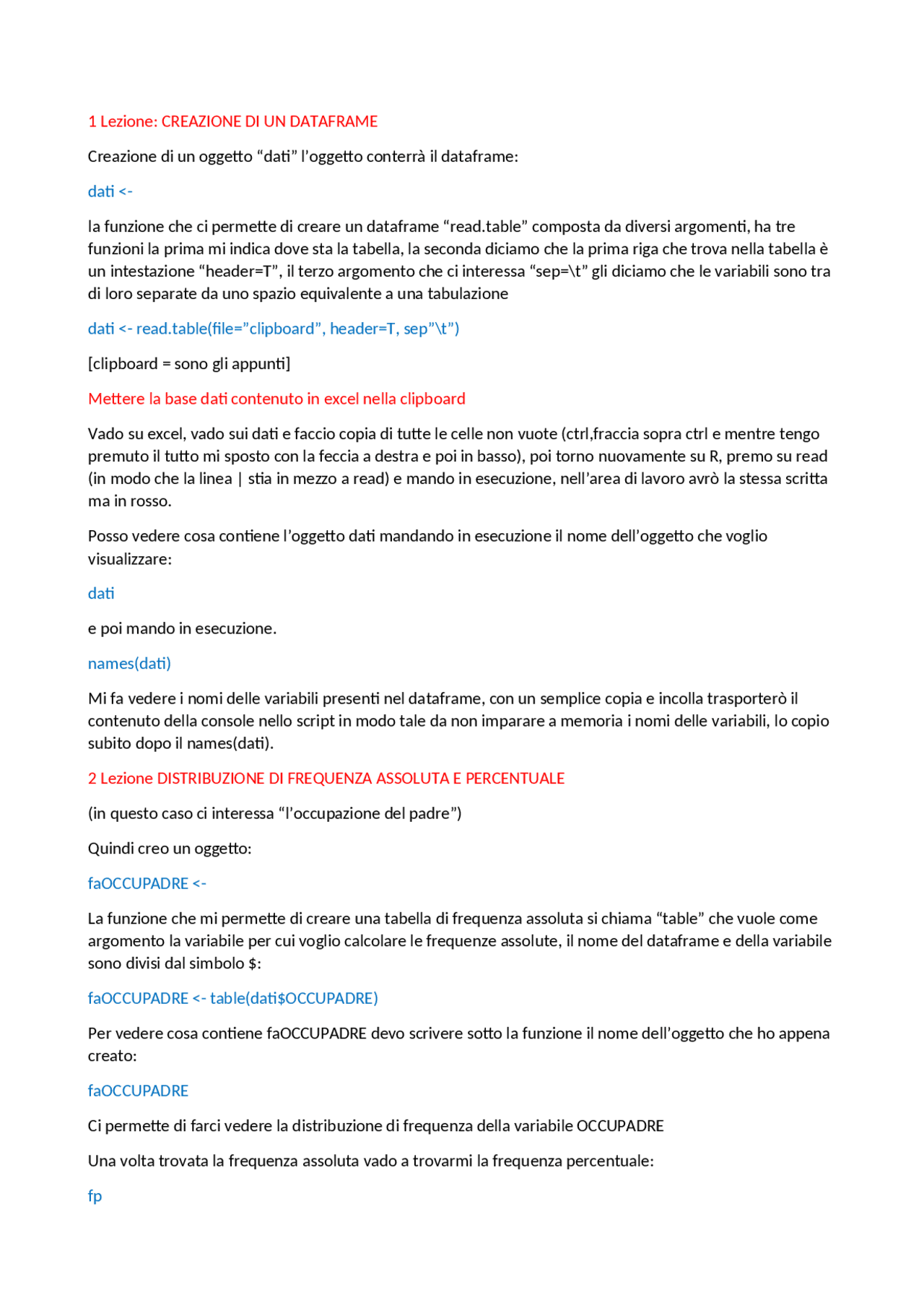 Comandi Per Programma R Docsity