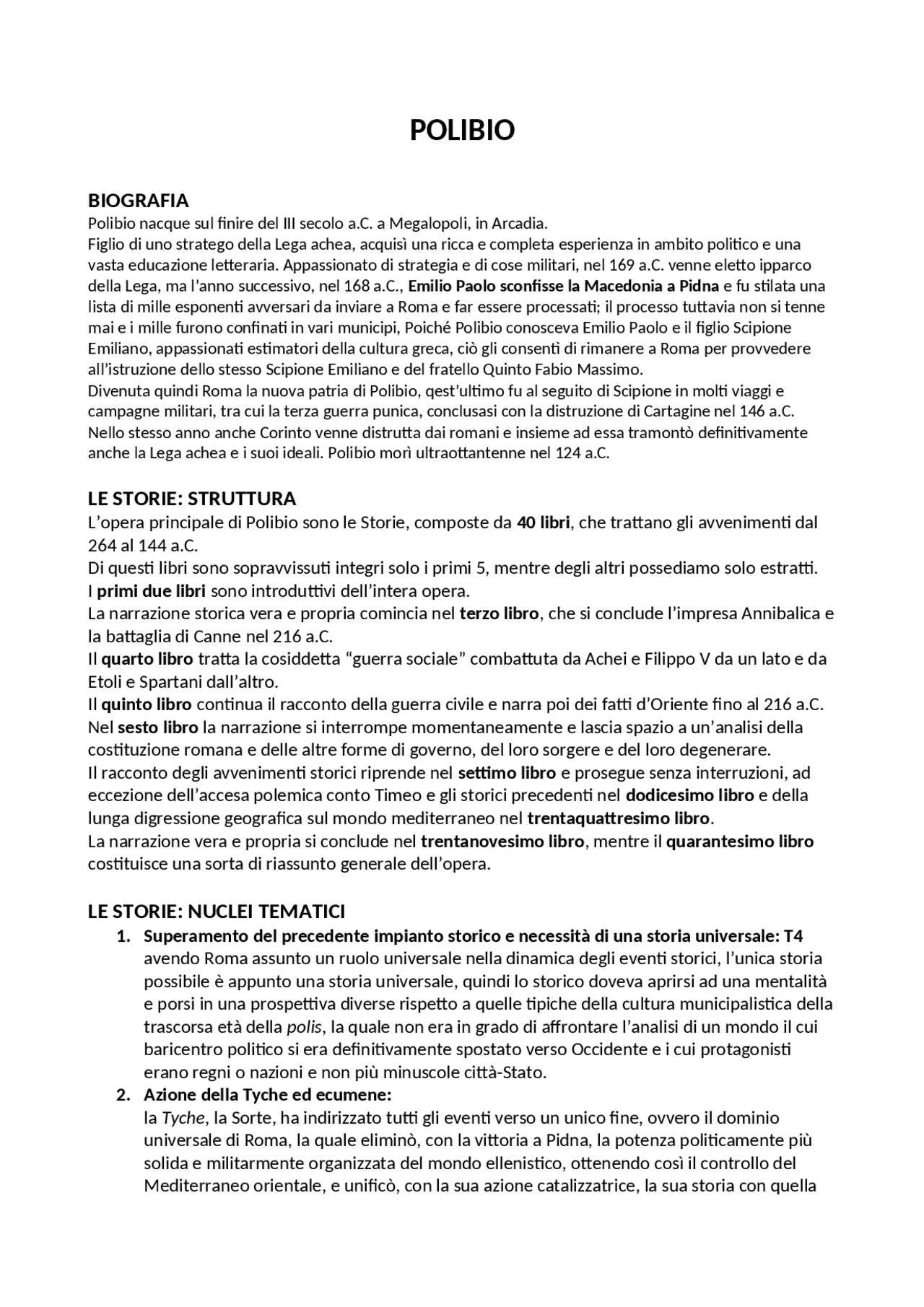 Riassunto Su Polibio Per Maturità Classica Docsity