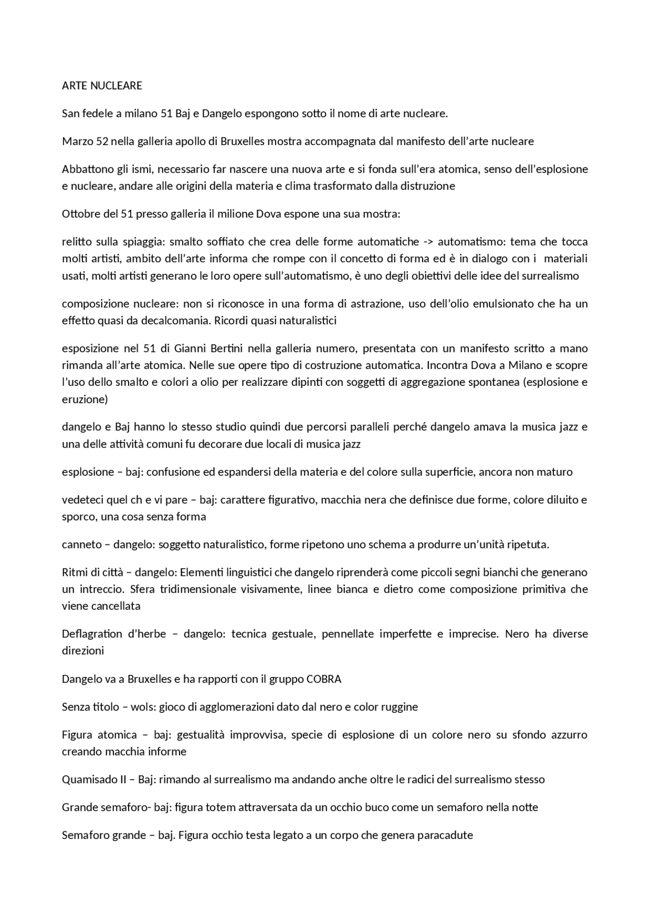 L'arte Nucleare schema riassuntivo - Docsity