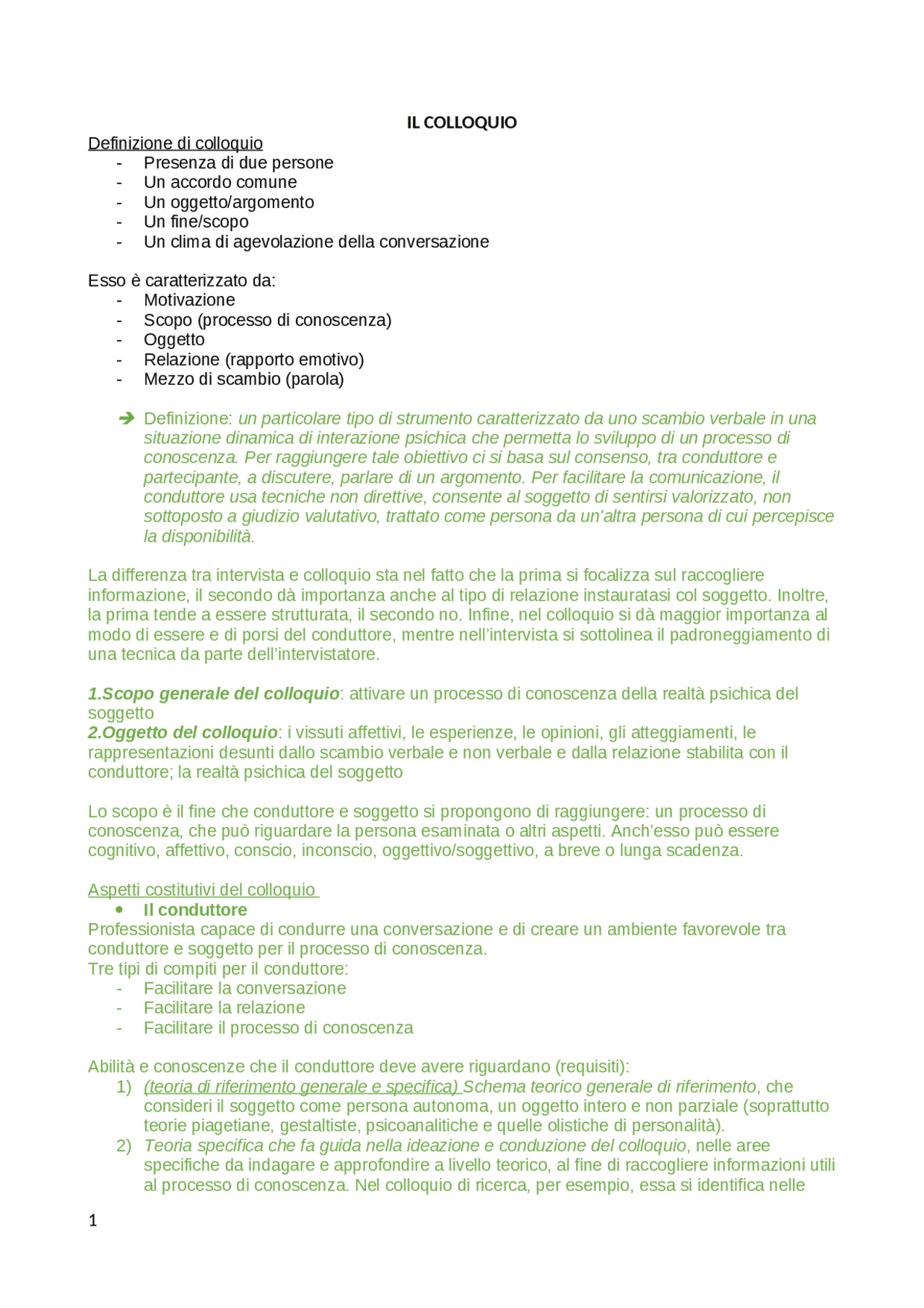 Appunti Test E Colloquio Docsity