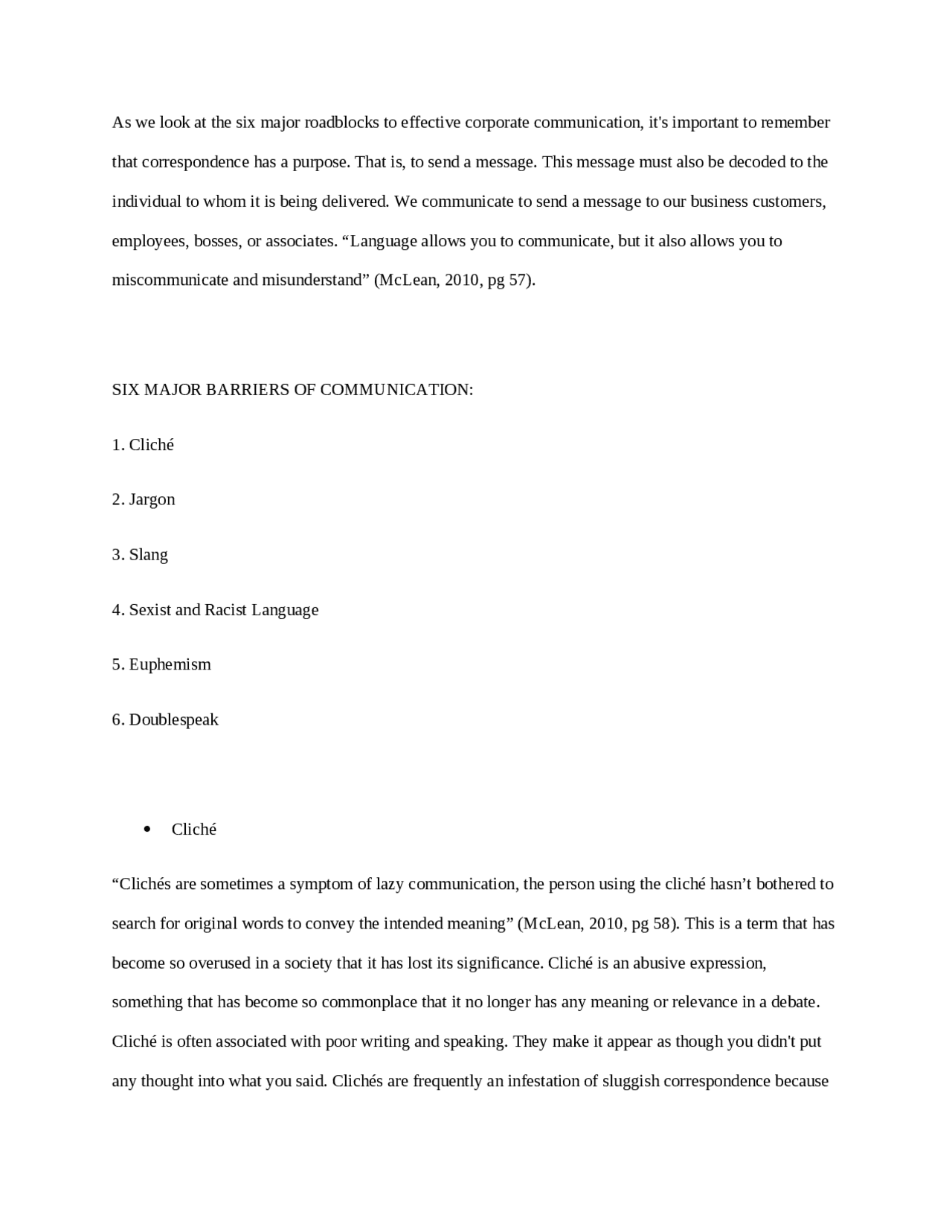 Bus Communication Written Assignment Docsity