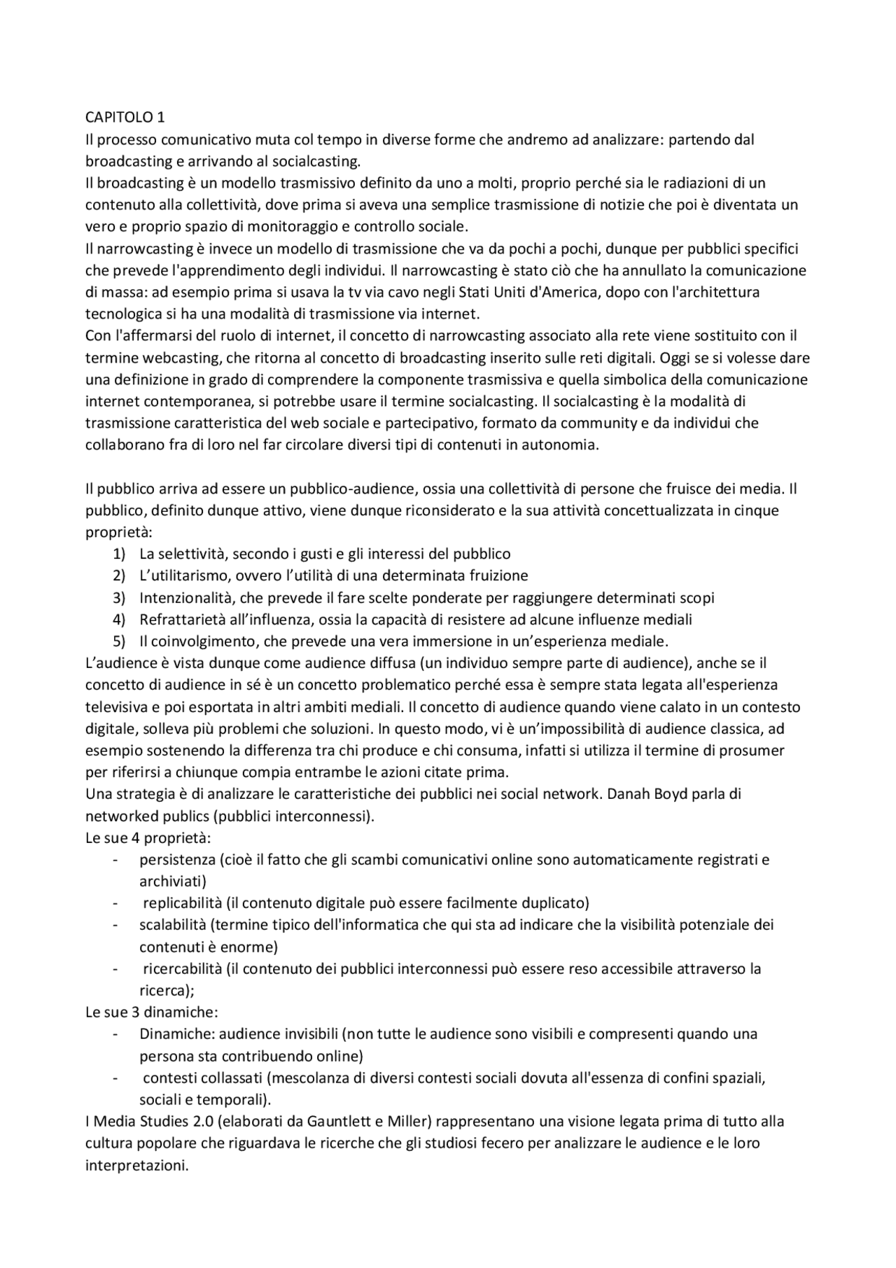 Riassunto Capitolo 1 E 2 Sociologia Dei Media Digitali Docsity