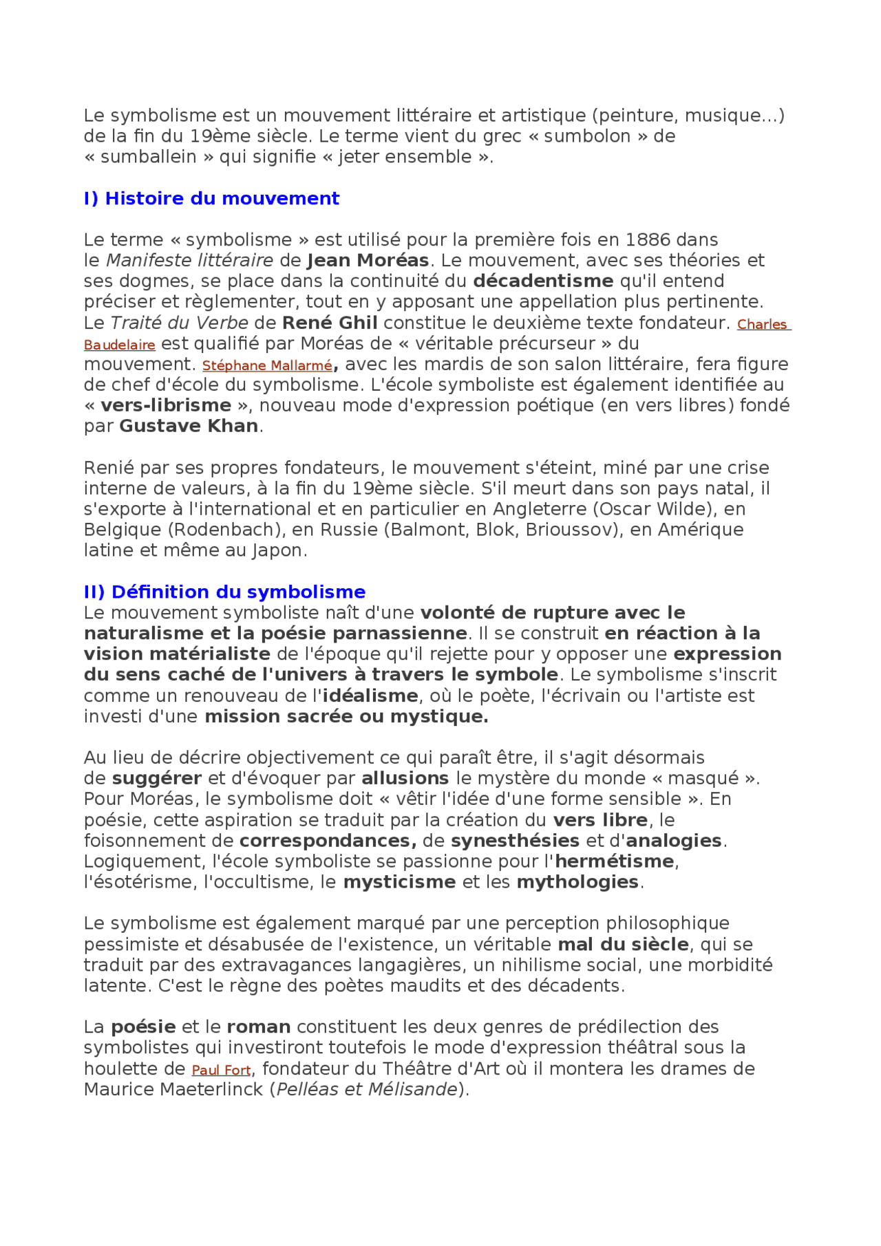 Le Mouvement Du Symbolisme Docsity