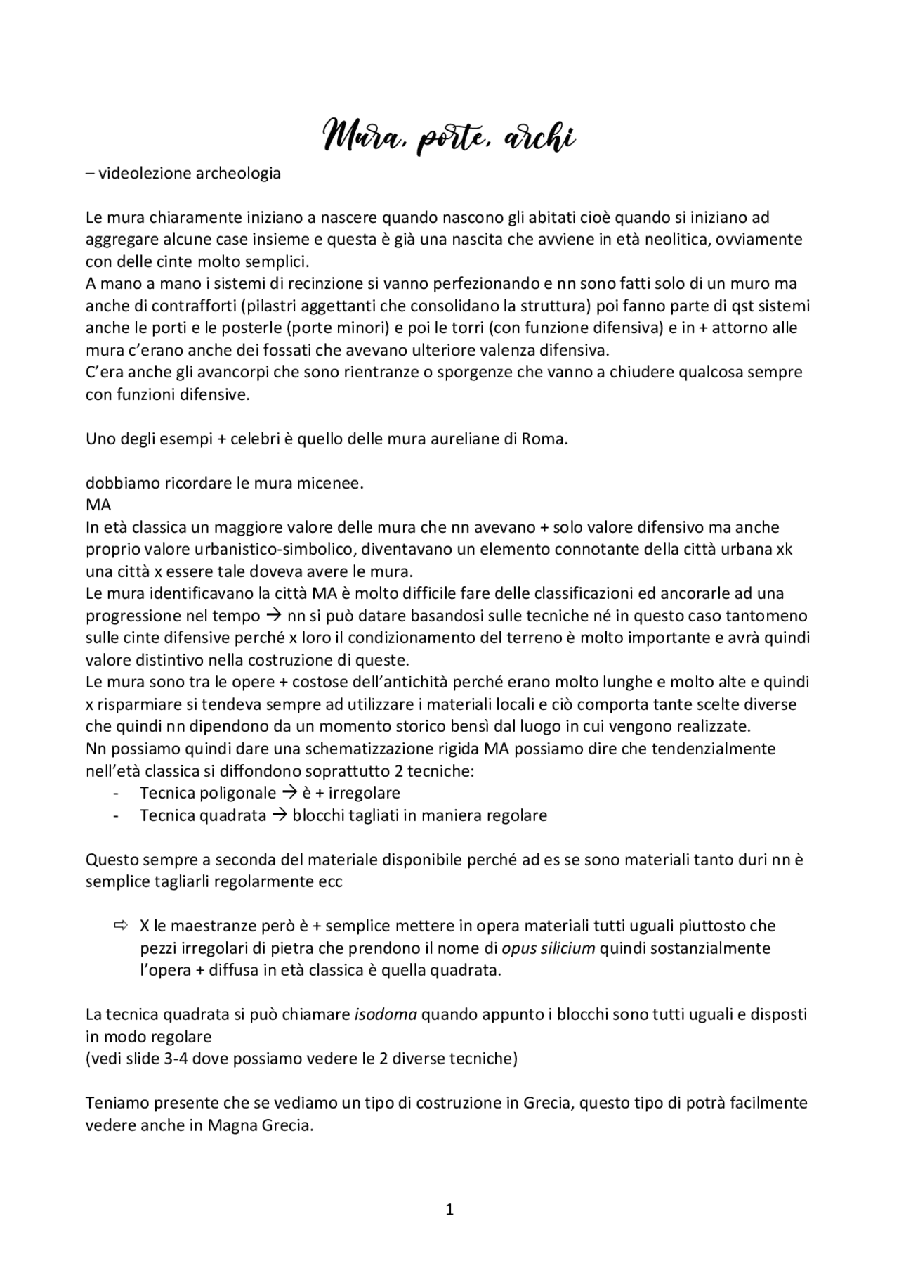 Mura, porte e archi romani - Docsity