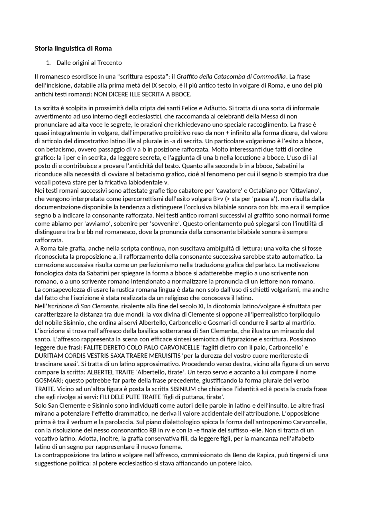 Storia Linguistica Di Roma Trifone Docsity