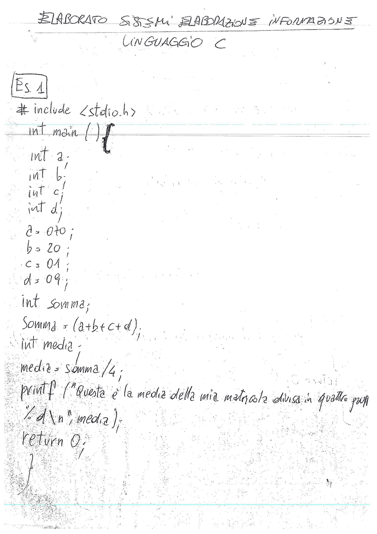 Elaborato Sistemi Informazione C Esercizi Di Sistemi Elaborativi