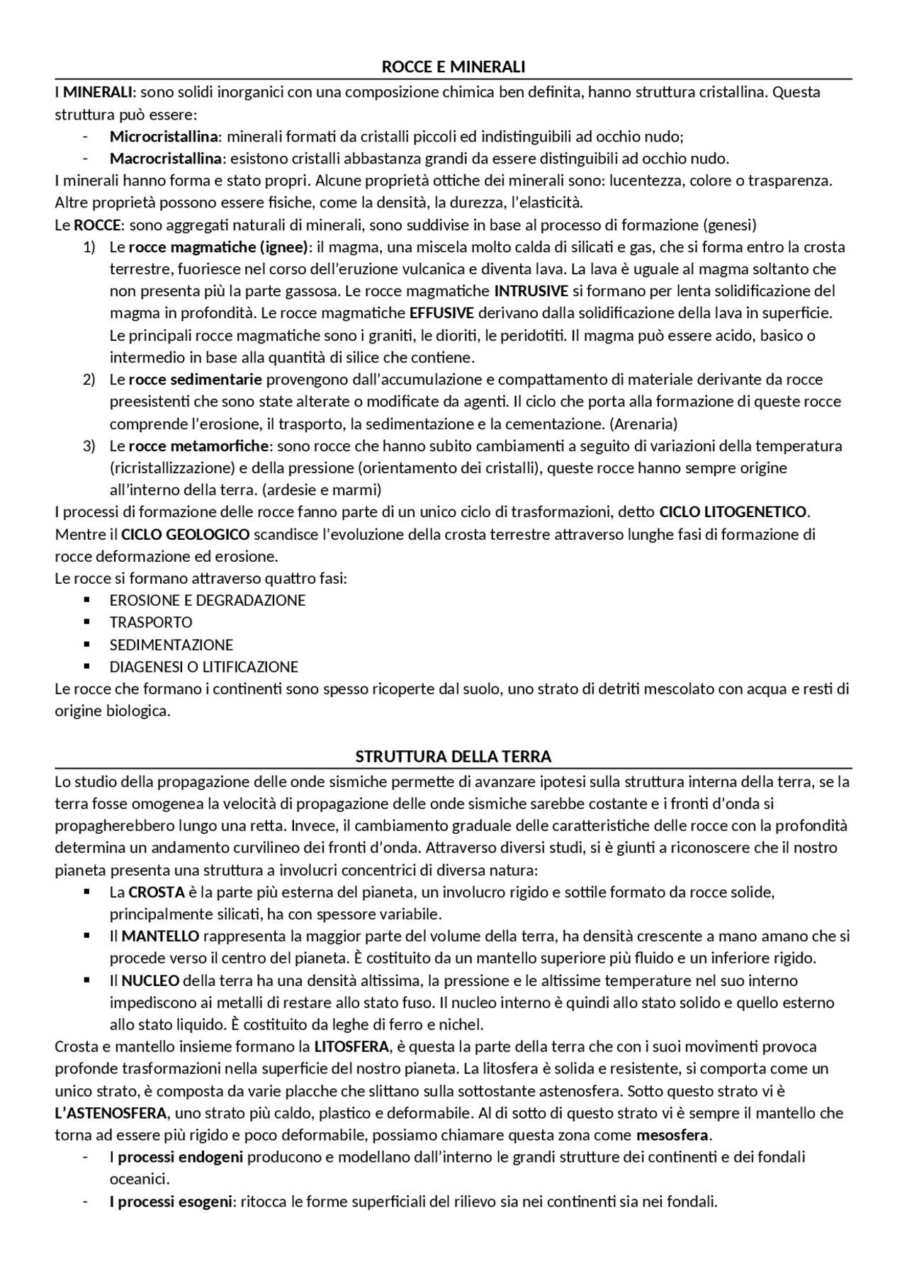 Scienze Della Terra Programma Di Quinto Scientifico Docsity
