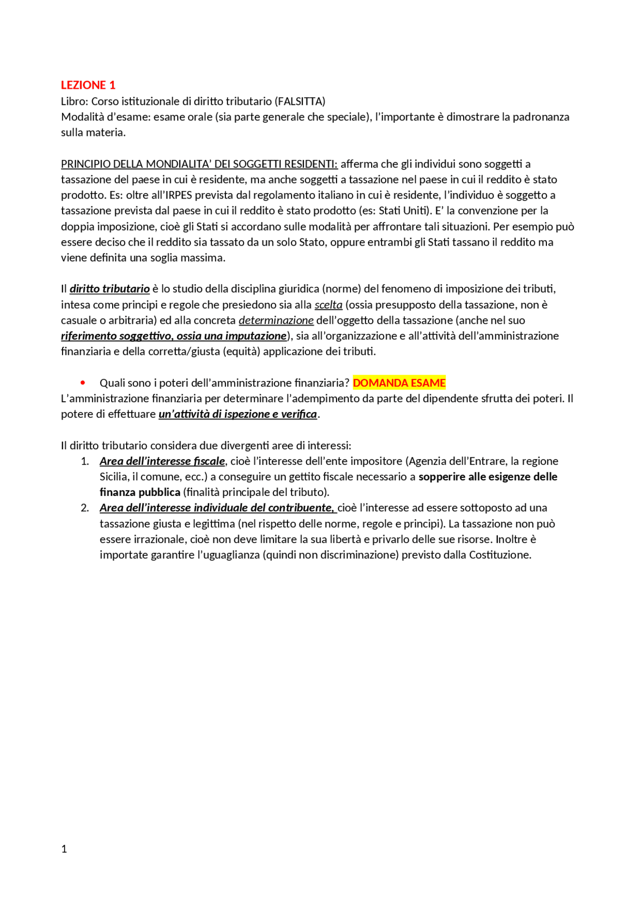 Riassunti Diritto Tributario Docsity
