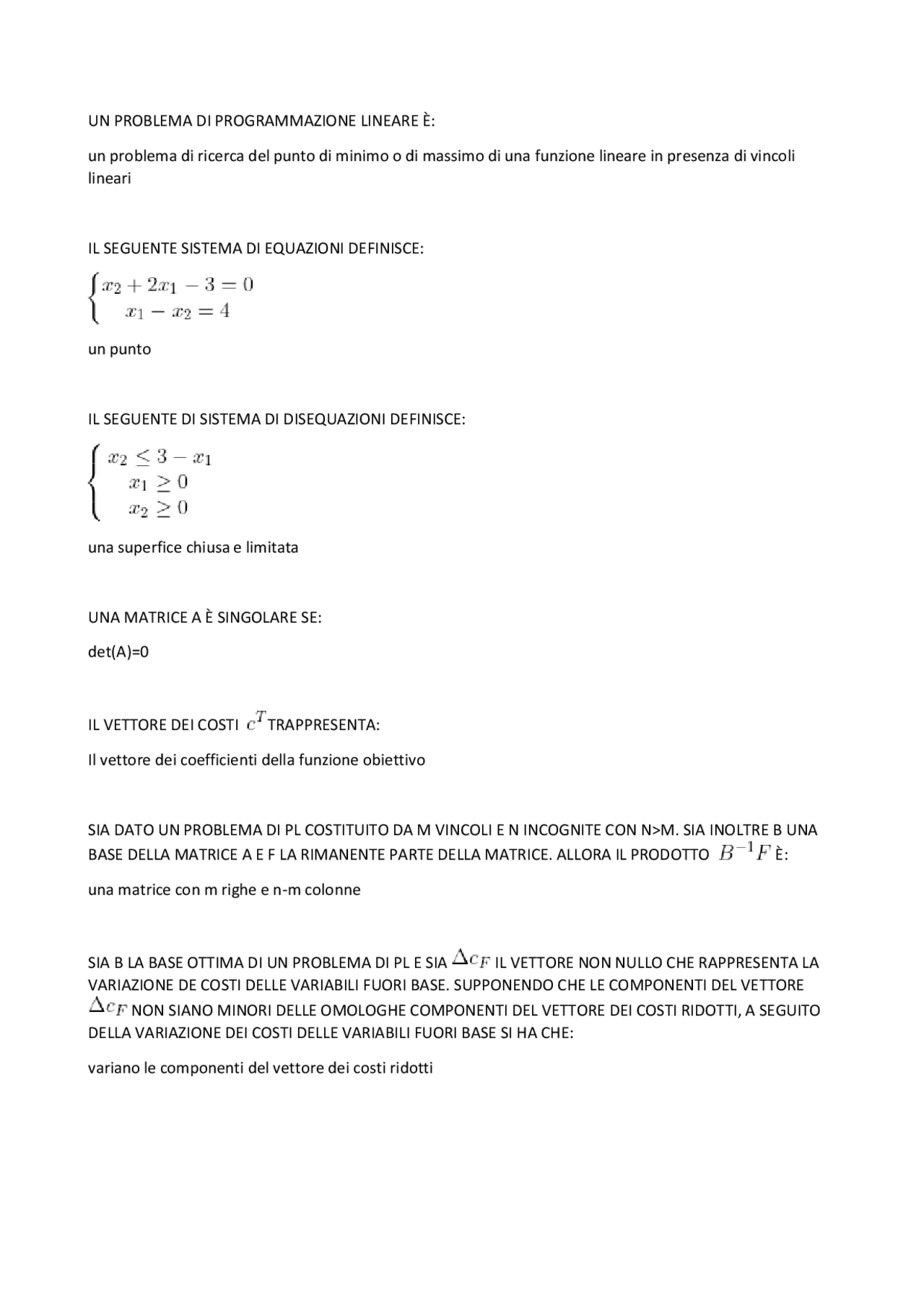 Test Completo Ricerca Operativa Mercatorum Ingegneria Gestionale
