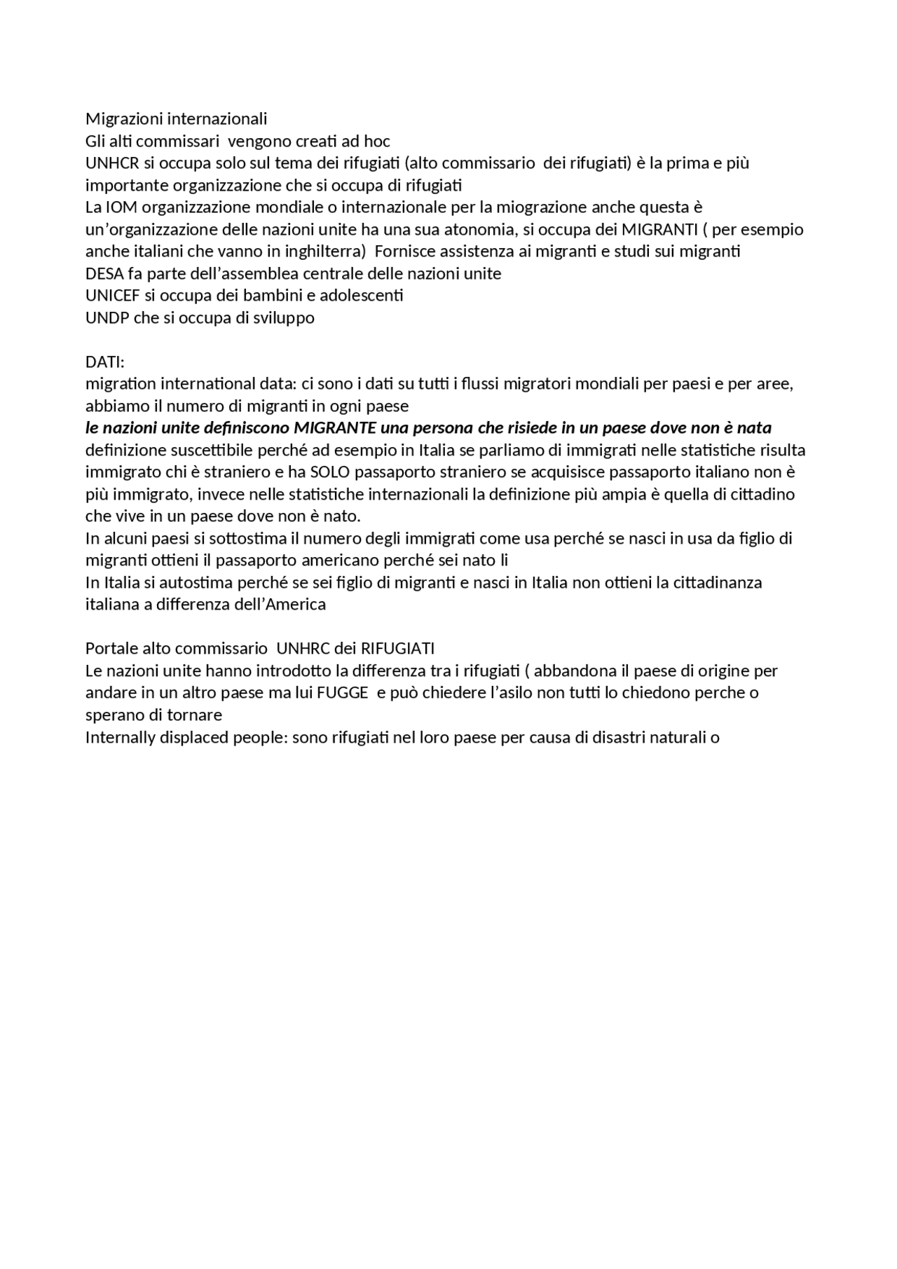 Migrazioni Internazionali Appunti Di Diritto Internazionale Docsity