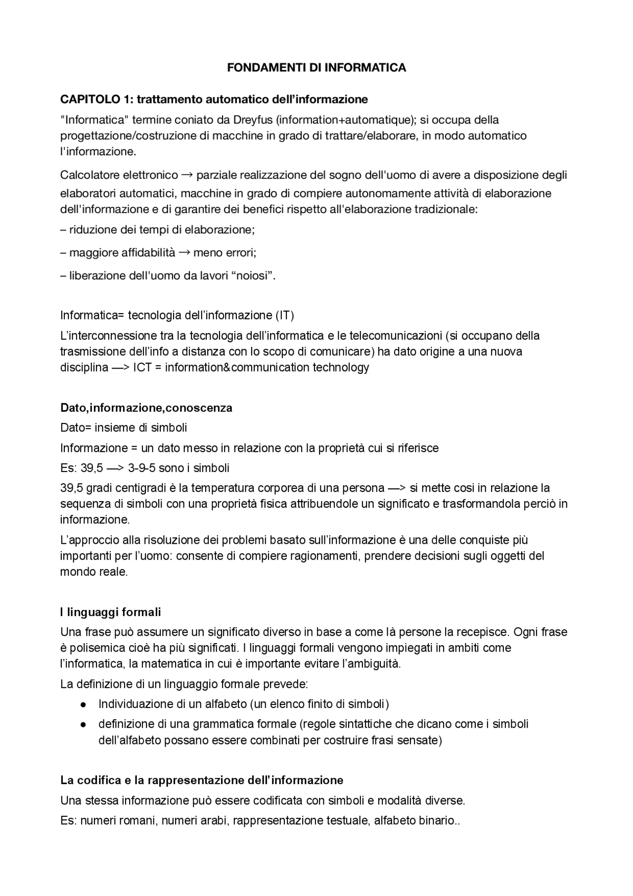 Fondamenti Di Informatica Docsity