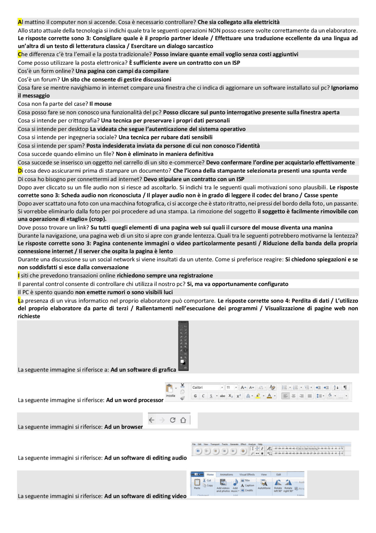 Modulo 10 in ordine alfabetico CORSO ESAME EIRSAF FULL | Prove d'esame di Elementi di ...