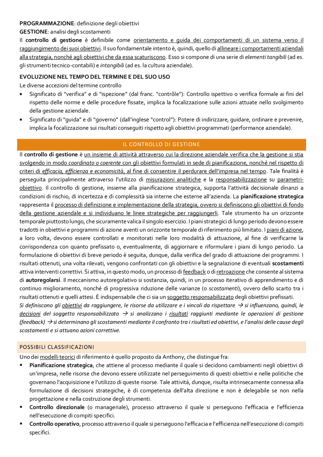 Programmazione E Controllo Di Gestione Docsity