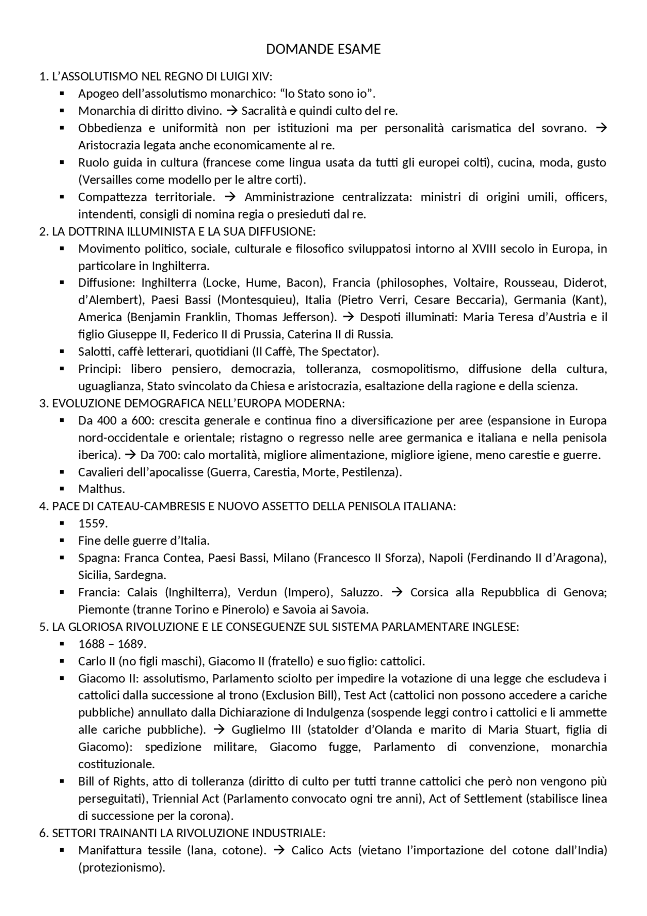 Domande Esame Storia Moderna Con Risposte Prove Desame Di Storia