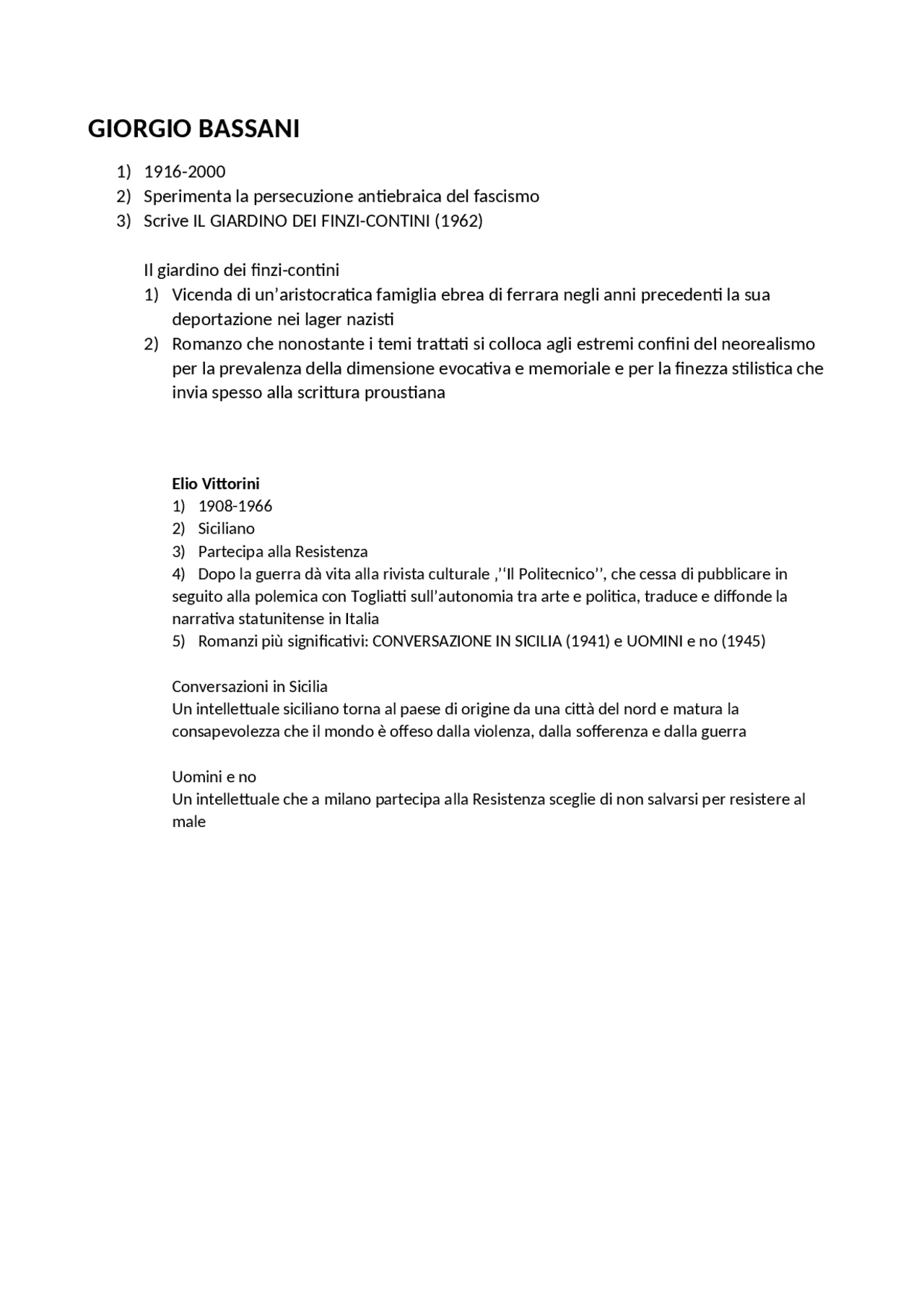 Bassani E Vittorini Riassunto Schematico Docsity