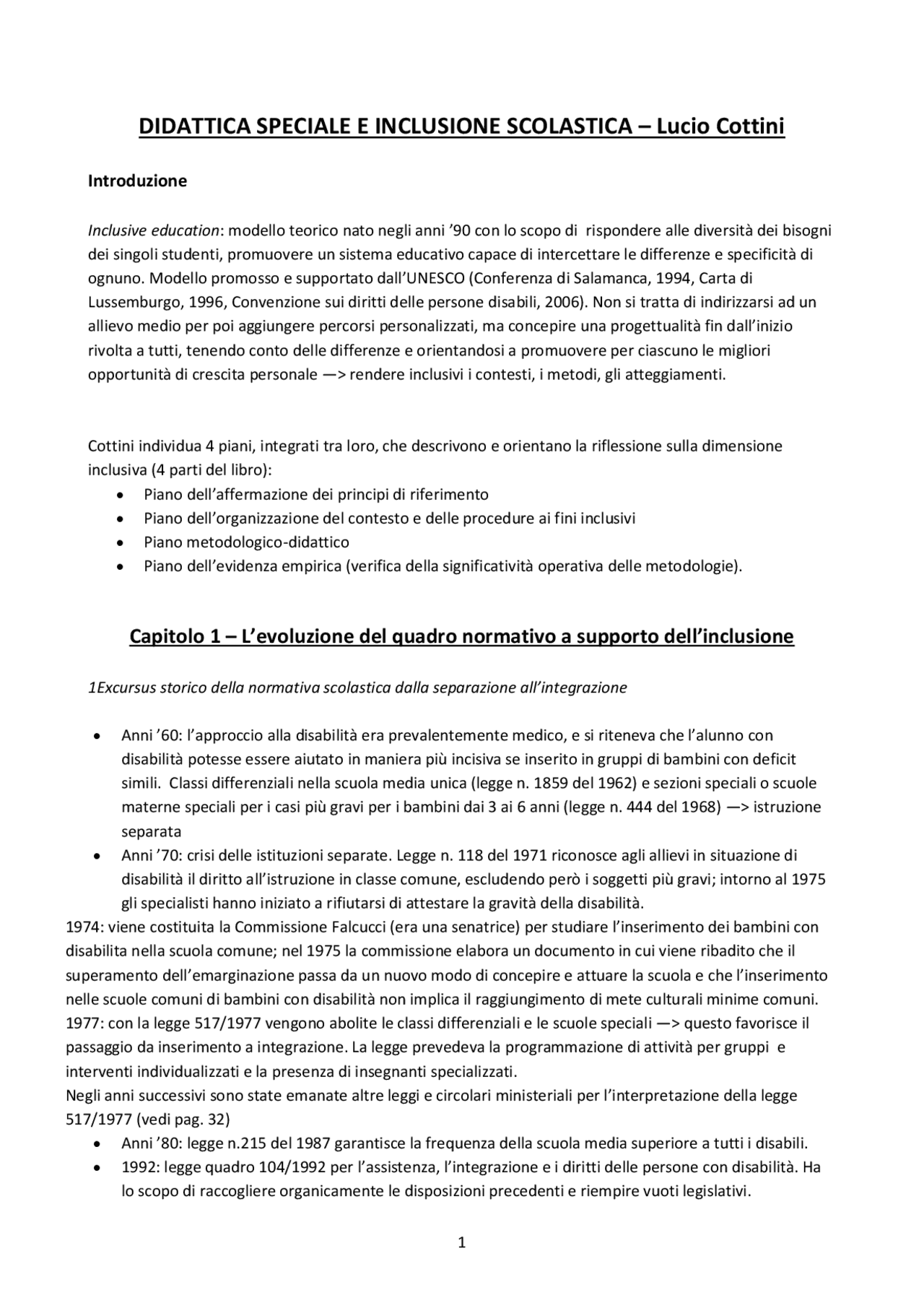 Didattica Speciale E Inclusione Scolastica Cottini Docsity