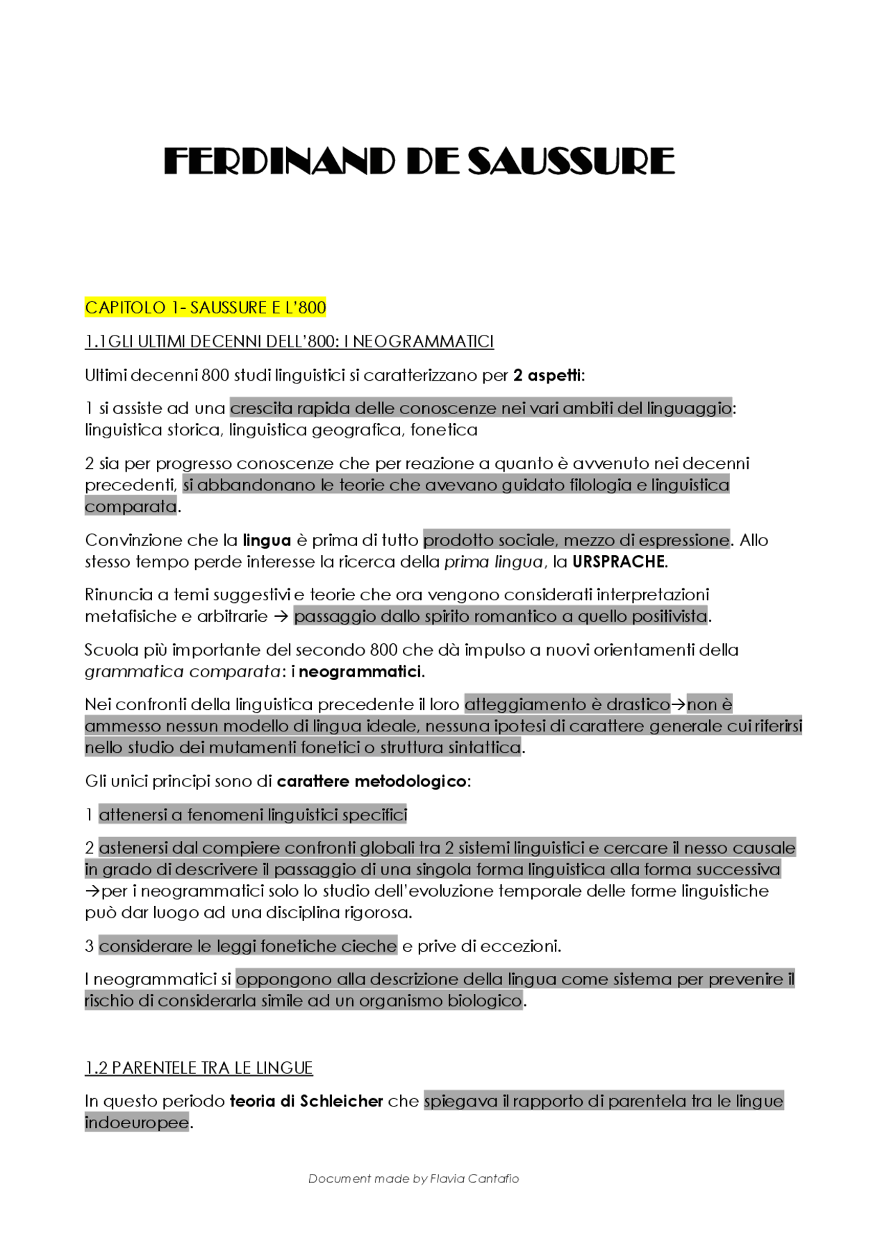 Riassunto Libro Ferdinand De Saussure Docsity
