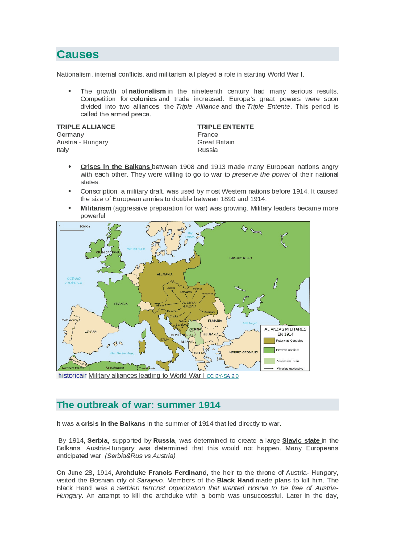 Questions WW1 4th Eso - Docsity