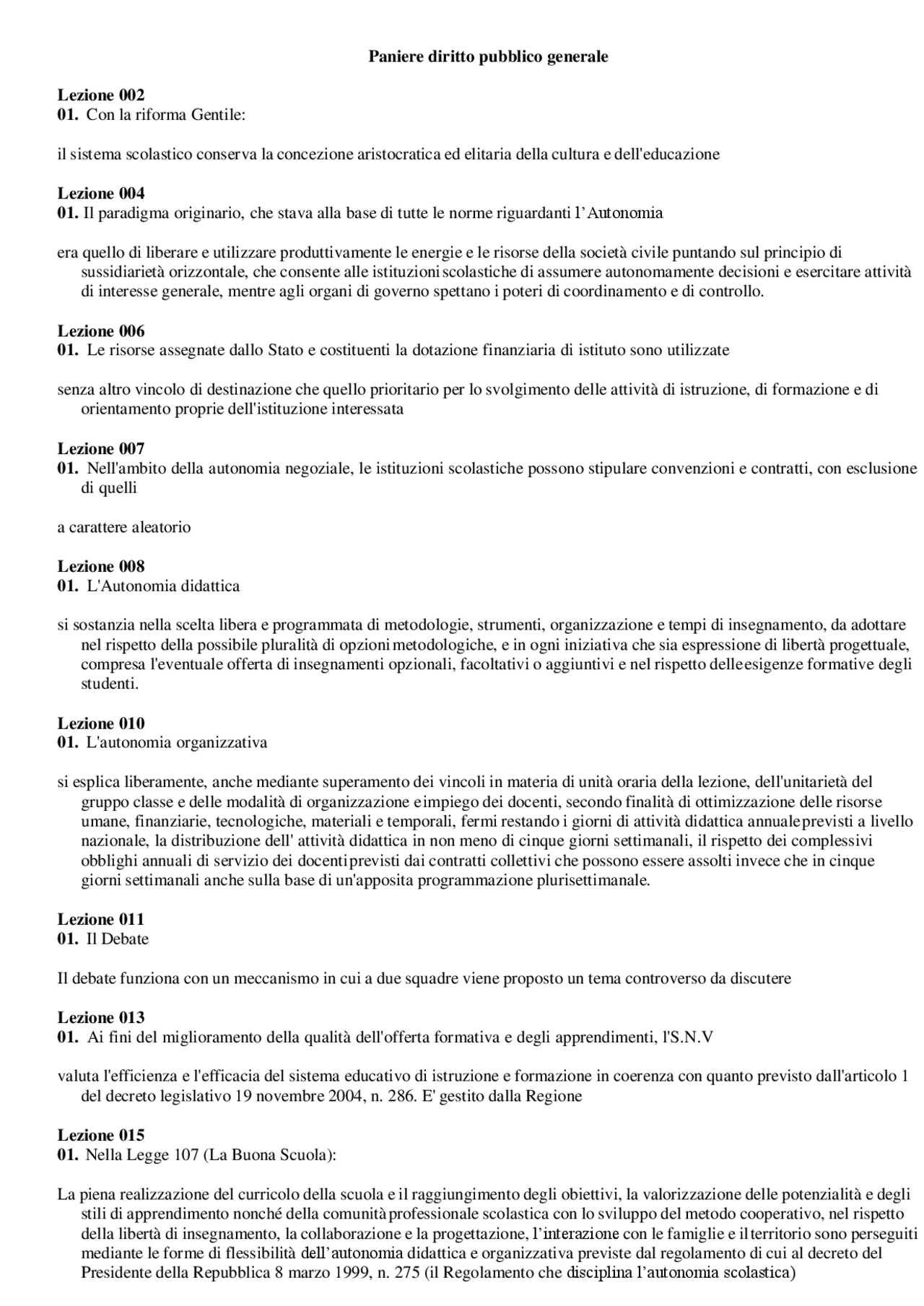 Paniere di diritto pubblico generale | Panieri di Diritto Pubblico ...