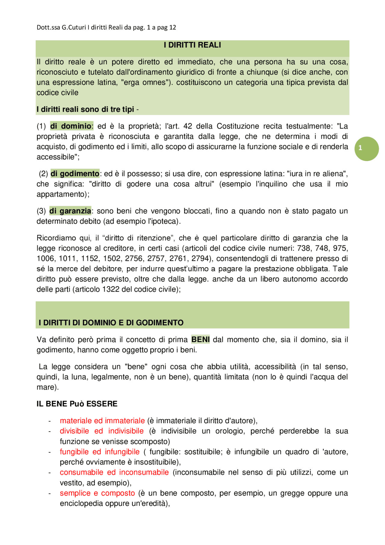 Diritti Reali E Diritti Reali Di Godimento Docsity